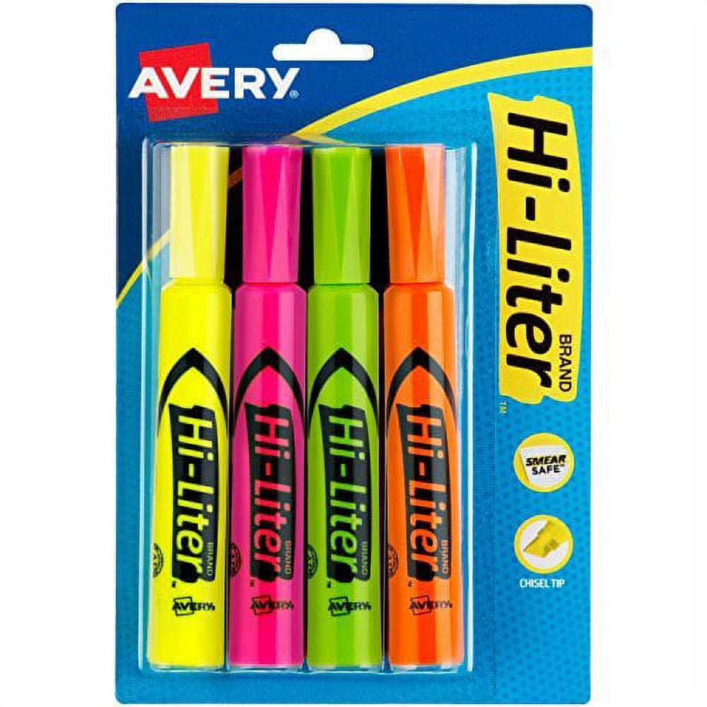 Avery HI-LITER Assorted Colors SmearSafe - Walmart.com