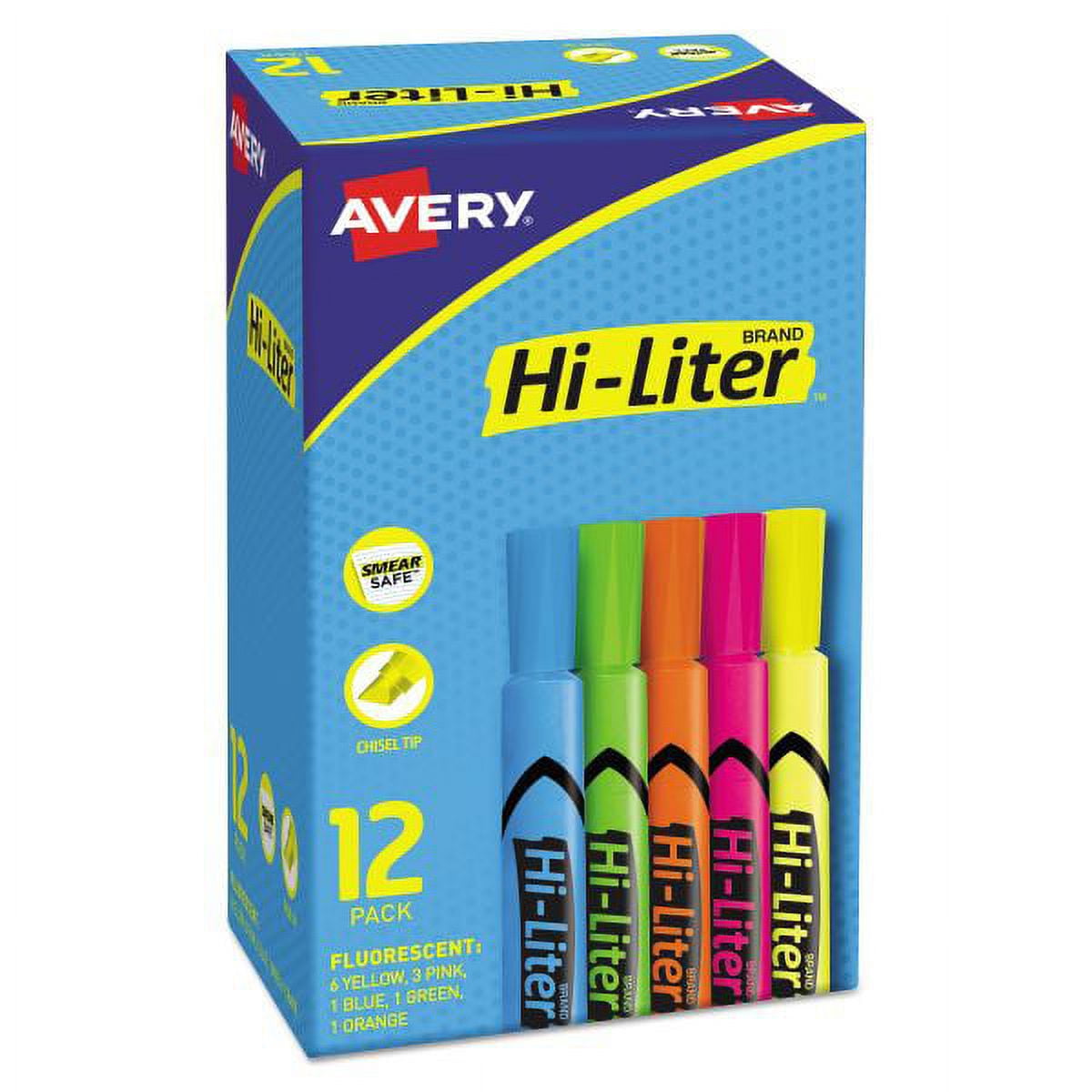 Avery HI-LITER Desk-Style Highlighters, Assorted Ink Colors, Chisel Tip ...