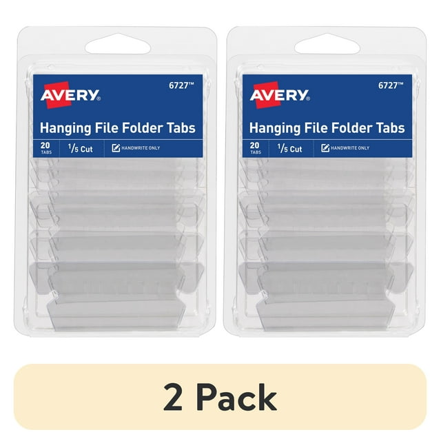 (2 pack) Avery Hanging File Folder Tabs, 1/5 Cut, Plastic, Clear ...