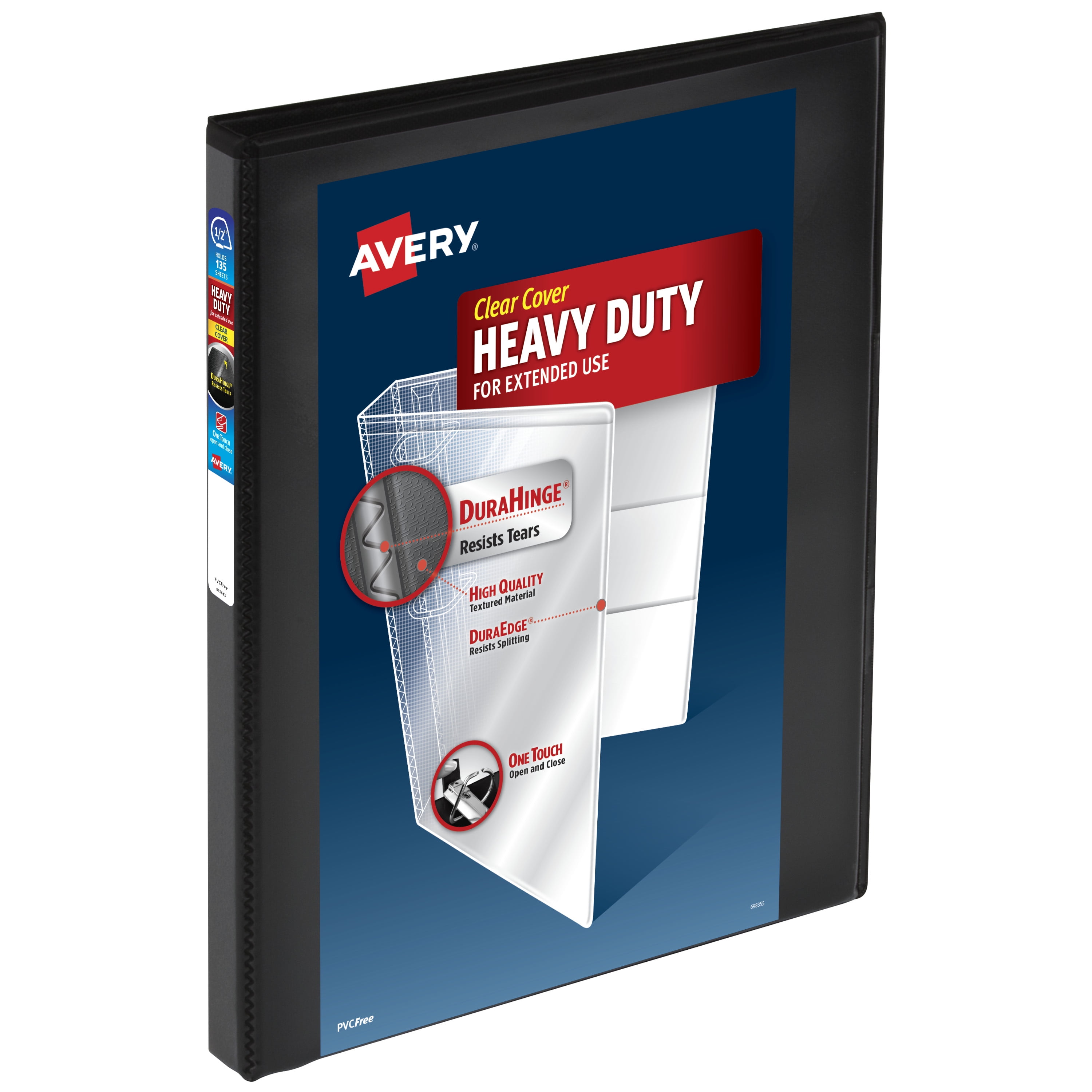 Avery Heavy-Duty Binder, 0.5" Slant Rings, Black (79381) - Walmart.com