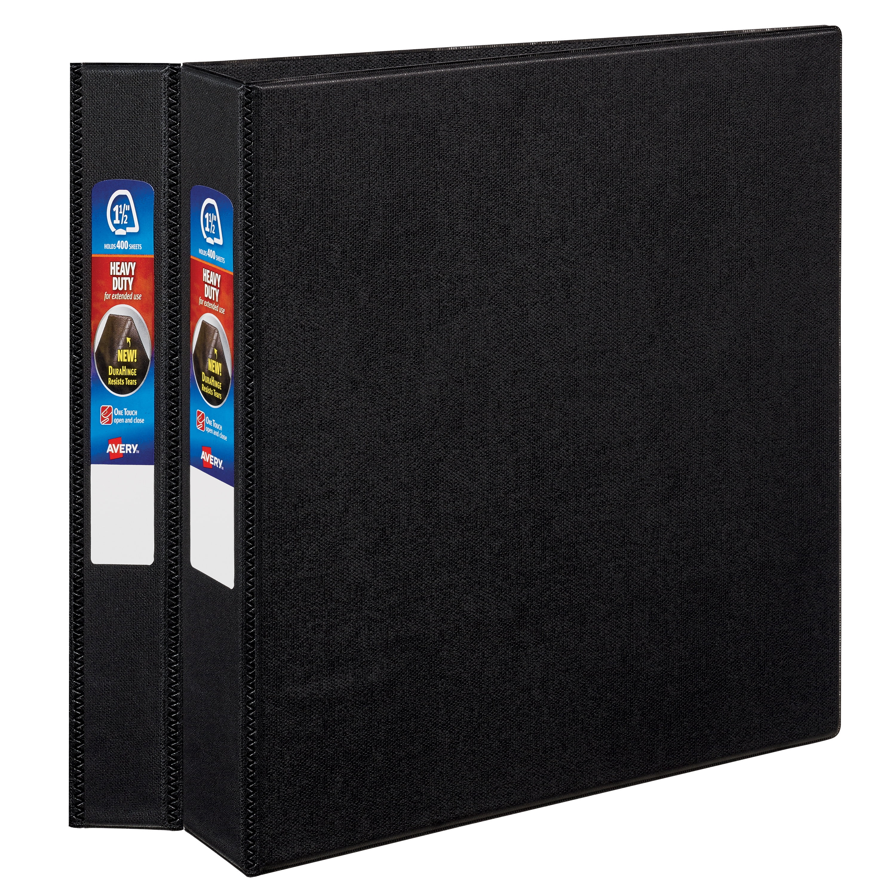 Avery Heavy-Duty Binders, 1.5 inch Rings, 2 Black Binders (46046 ...