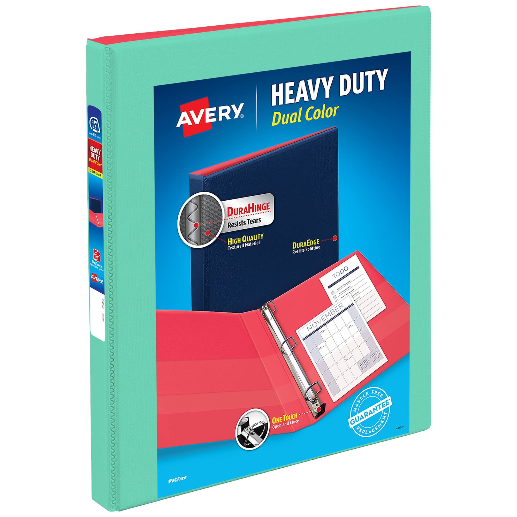 Avery Heavy-Duty Dual Color 3 Ring Binder, 1/2 Inch Slant Rings, Mint ...