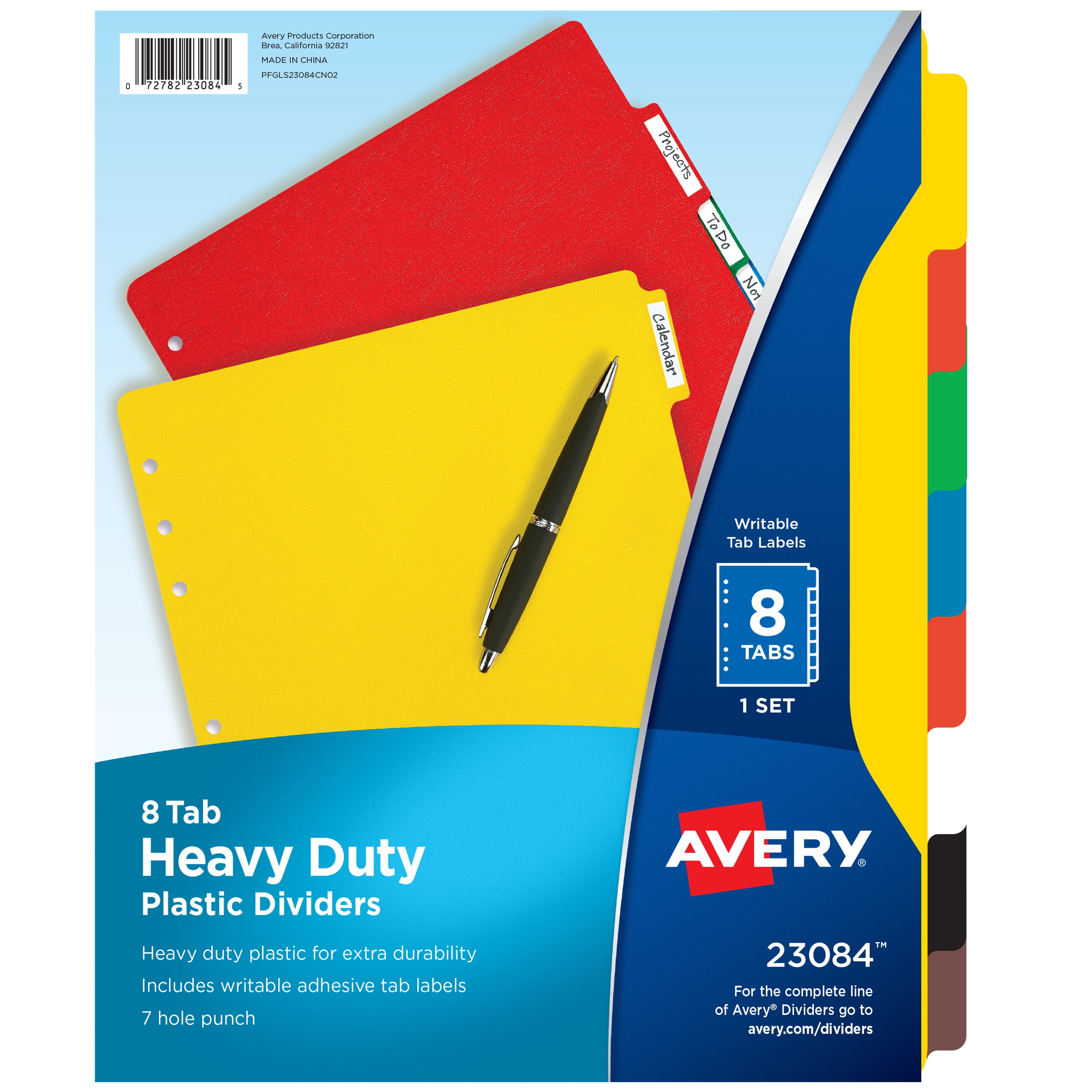 Avery, Heavy-Duty Plastic Dividers, 23084, 7-Hole Punch, 8 Tabs ...
