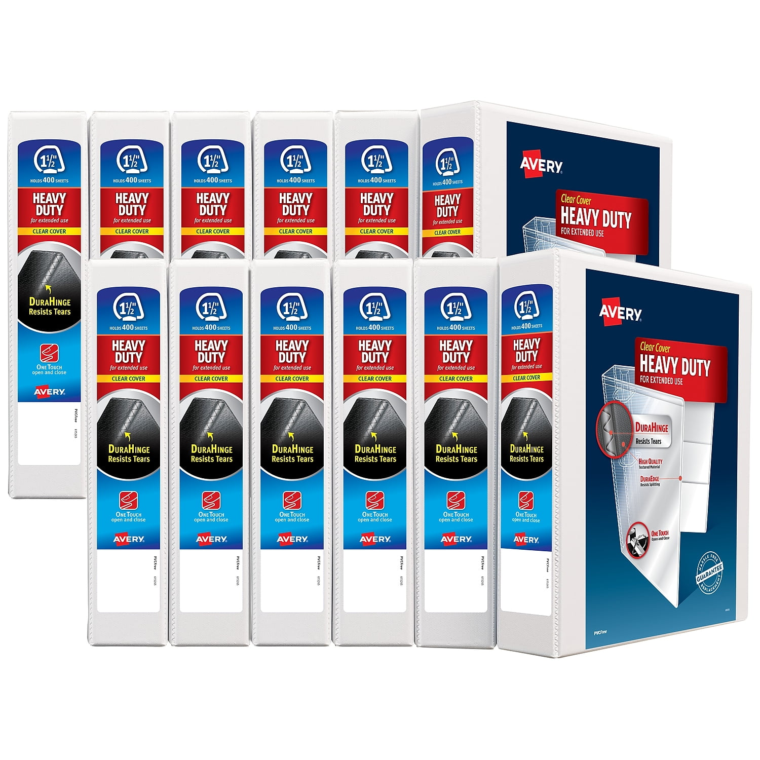 Avery® Heavy-Duty View 3 Ring Binder, 1.5" One Touch EZD® Rings, White ...