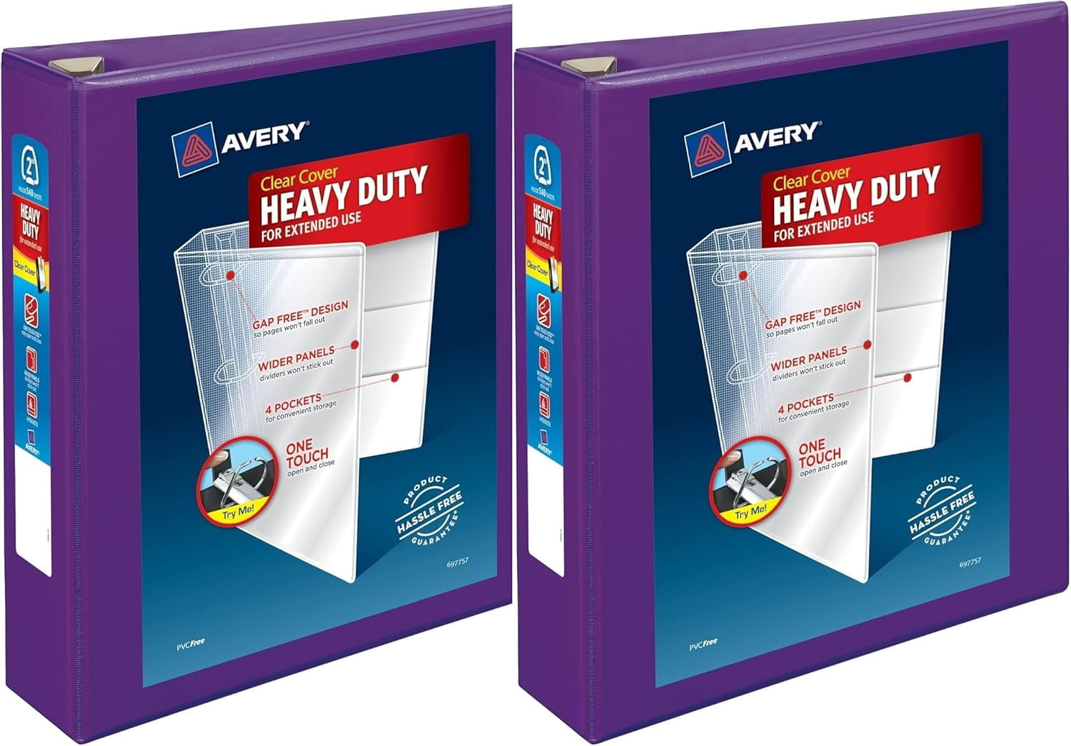Avery Heavy-Duty View 3 Ring Binder, 2" One Touch EZD Rings, 1 Purple ...