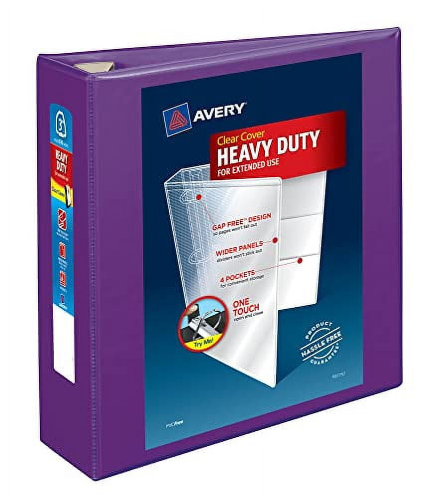 Avery Heavy-Duty View 3 Ring Binder, 3" One Touch EZD Rings, 1 Purple ...