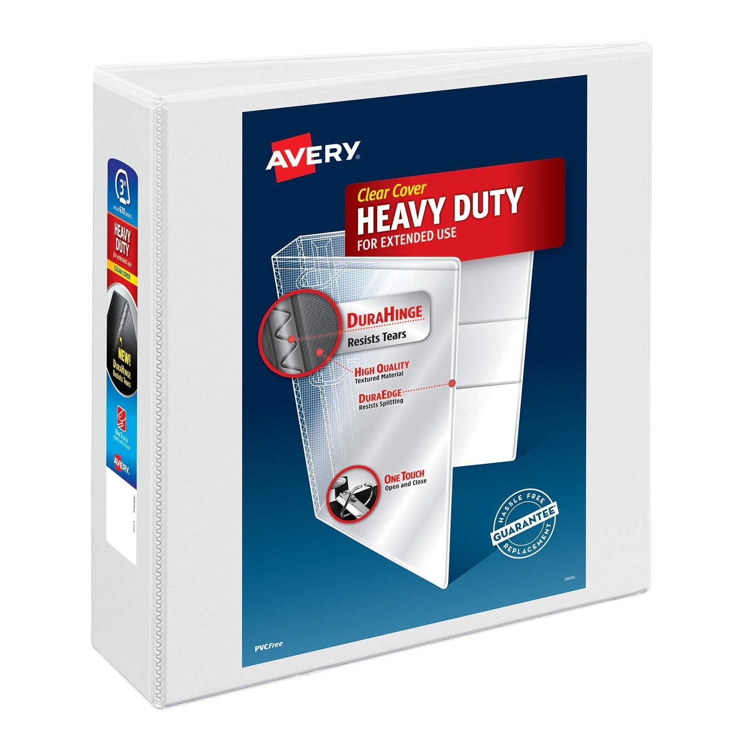 Avery Heavy-Duty View 3 Ring Binder, 3" One Touch Slant Rings, Holds 8. ...