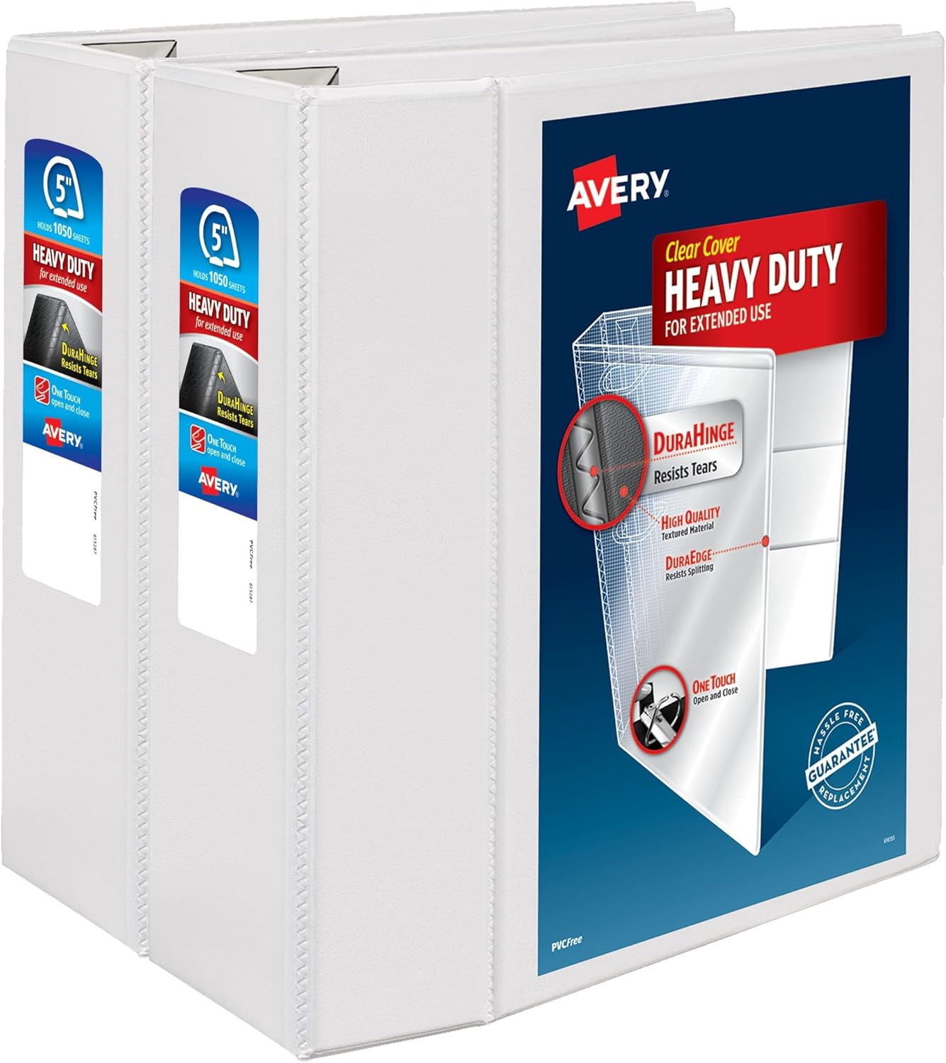 Avery® Heavy-Duty View 3 Ring Binder, 5" One Touch EZD® Rings, White ...