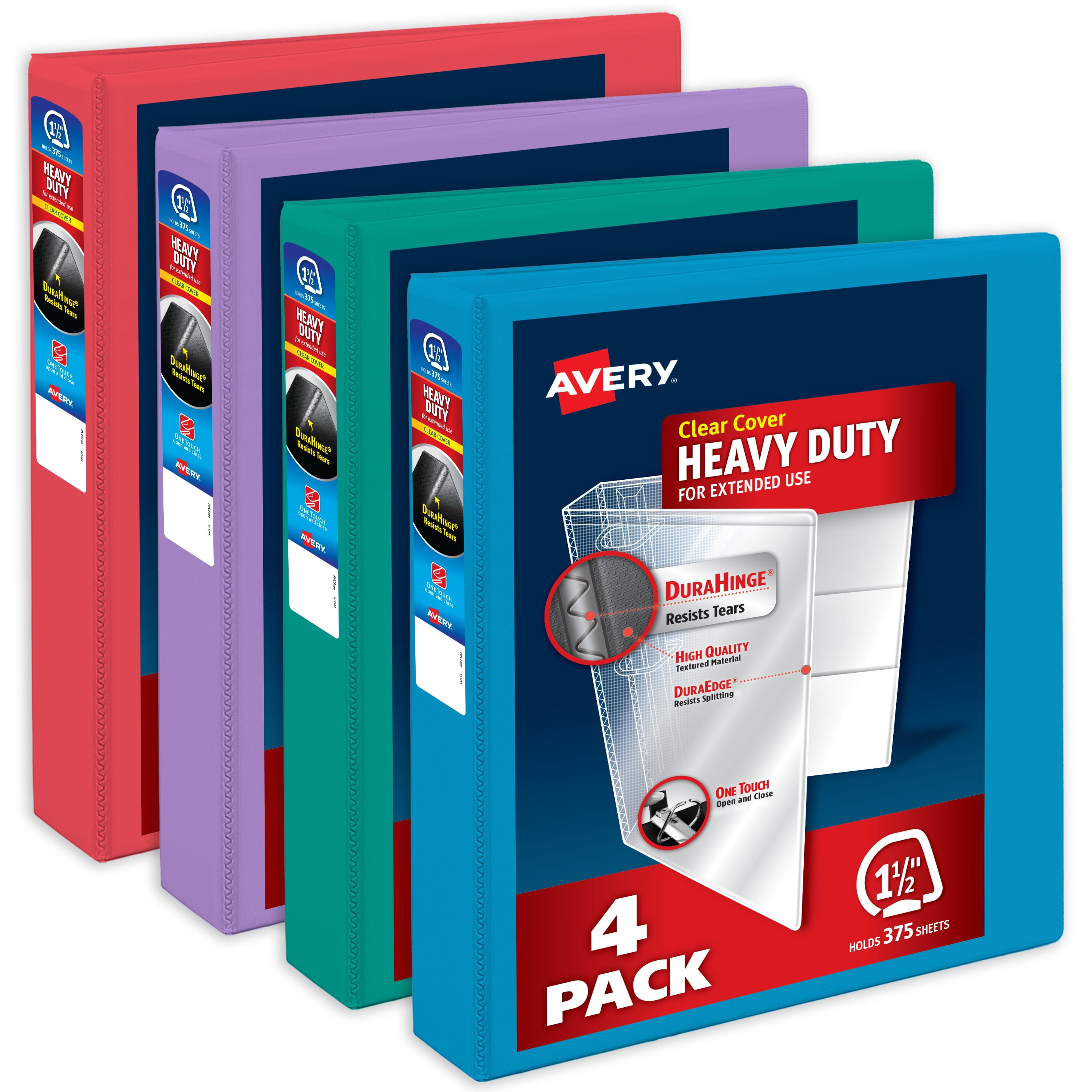 Avery Heavy-Duty View 3 Ring Binders, 1.5 inch One Touch Slant Rings ...