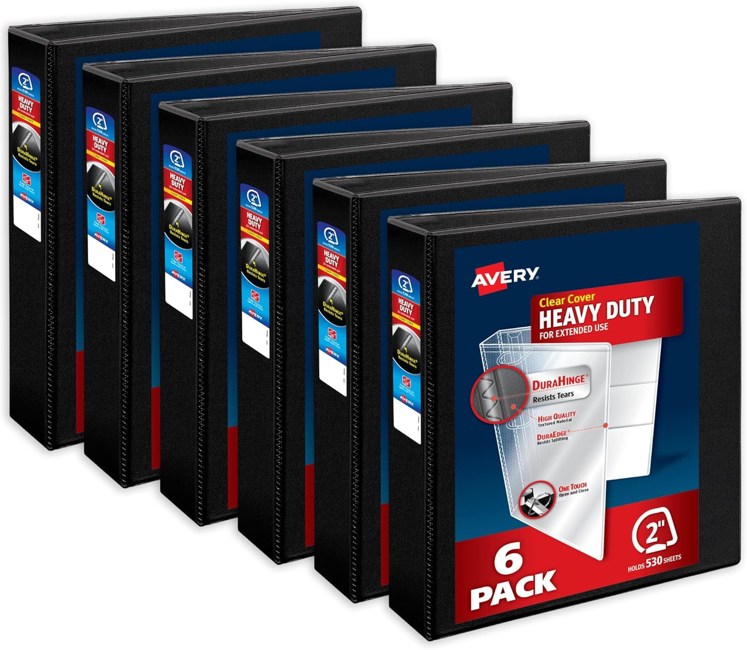 Avery Heavy-Duty View 3 Ring Binders, 2 Inch One Touch Slant Rings, 530 ...