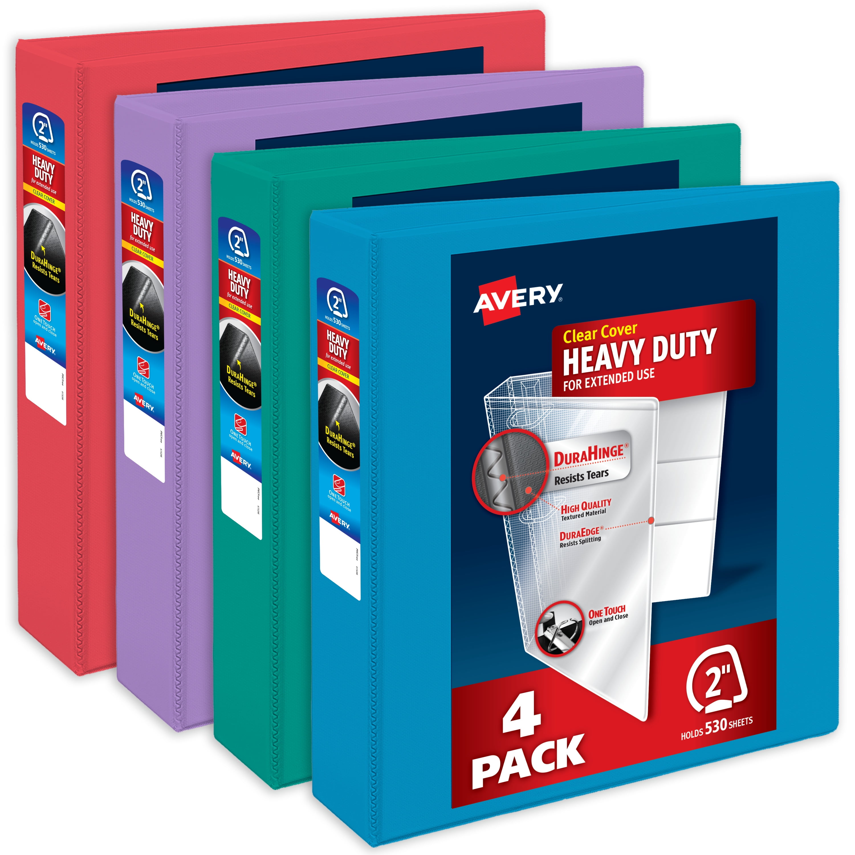 Avery Heavy-Duty View 3 Ring Binders, 2 inch One Touch Slant Rings, 530 ...