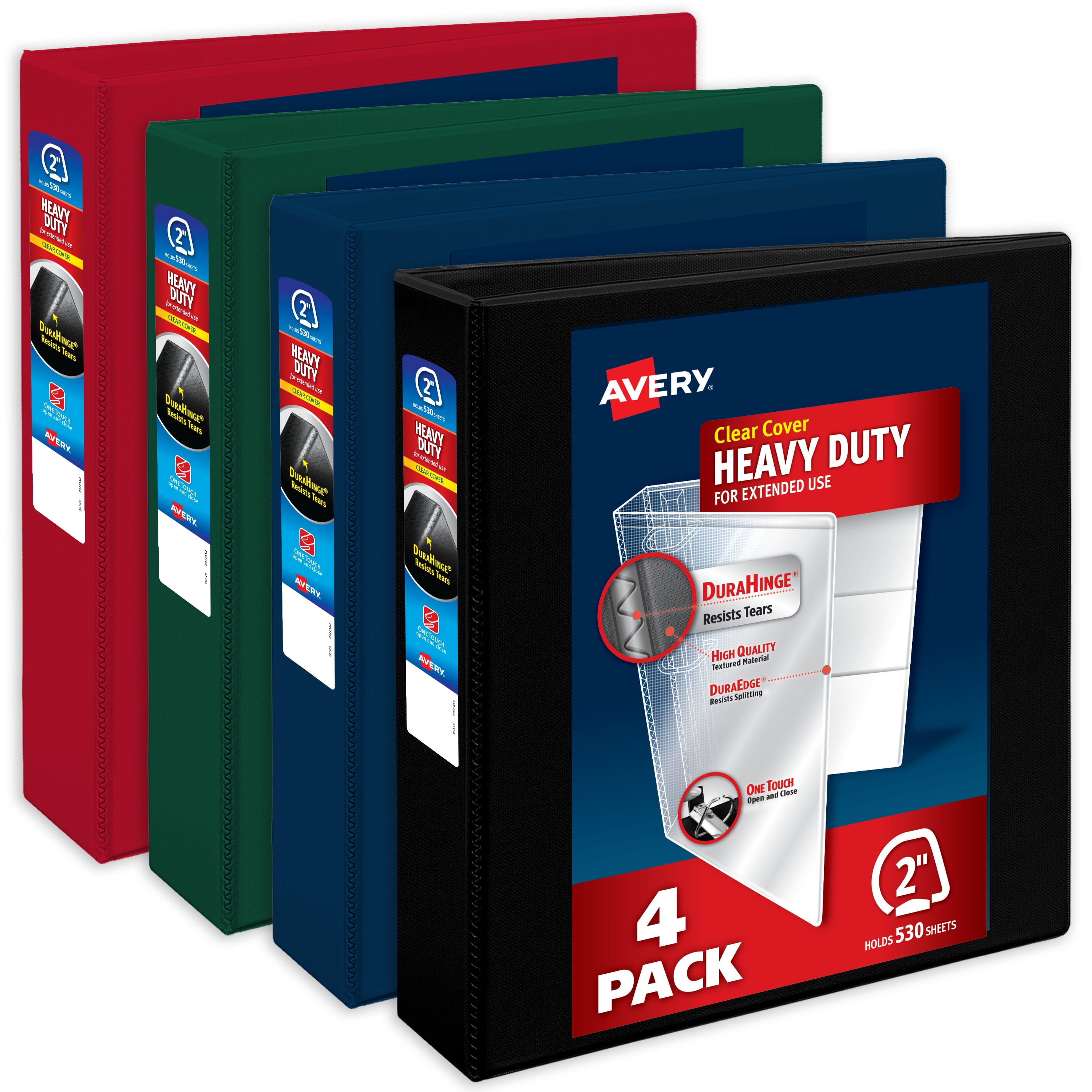 Avery Heavy-Duty View 3 Ring Binders, 2 inch One Touch Slant Rings, 530 ...