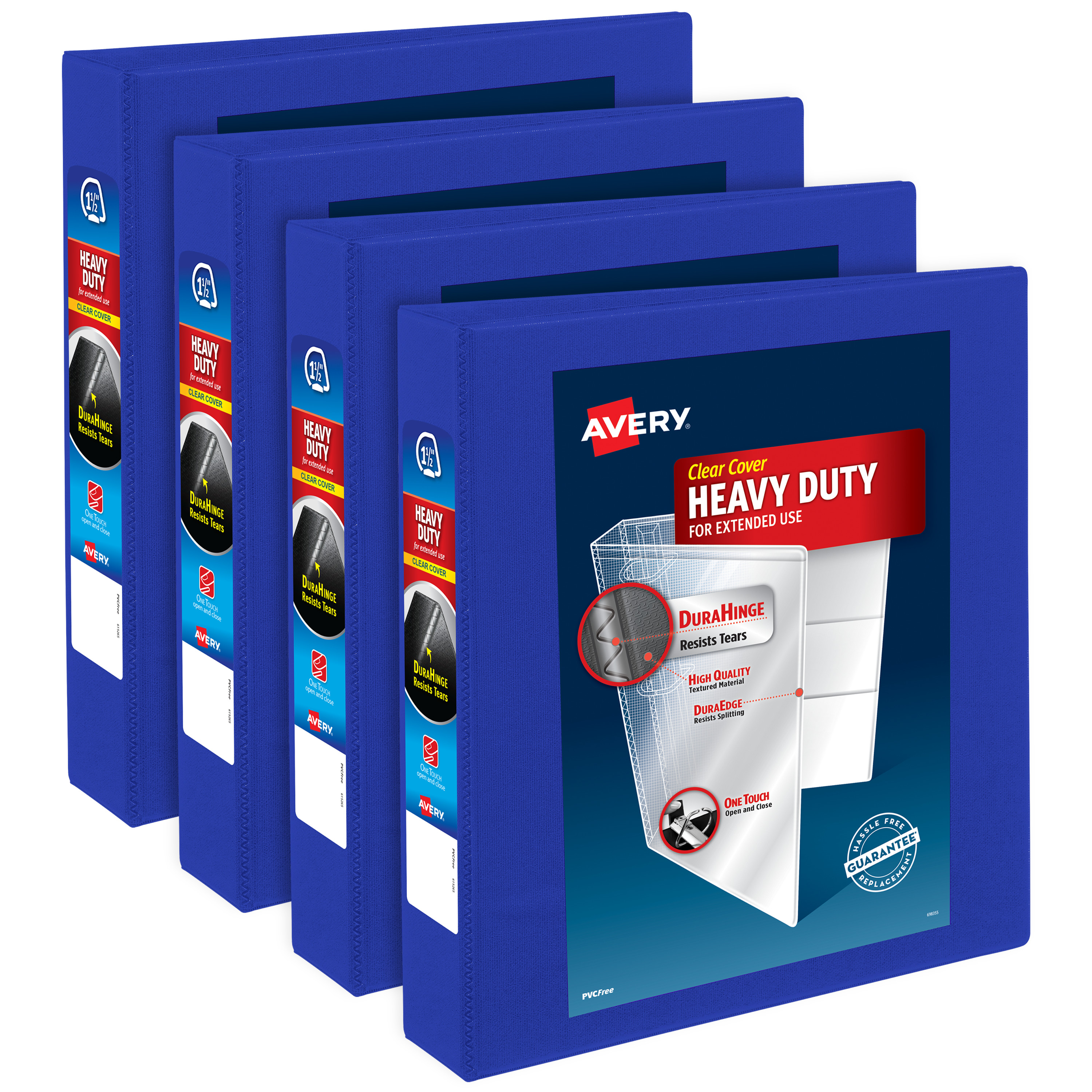 Avery Heavy-Duty View Binder, 1-1/2" Rings, Blue Binders (79070) (Pack ...