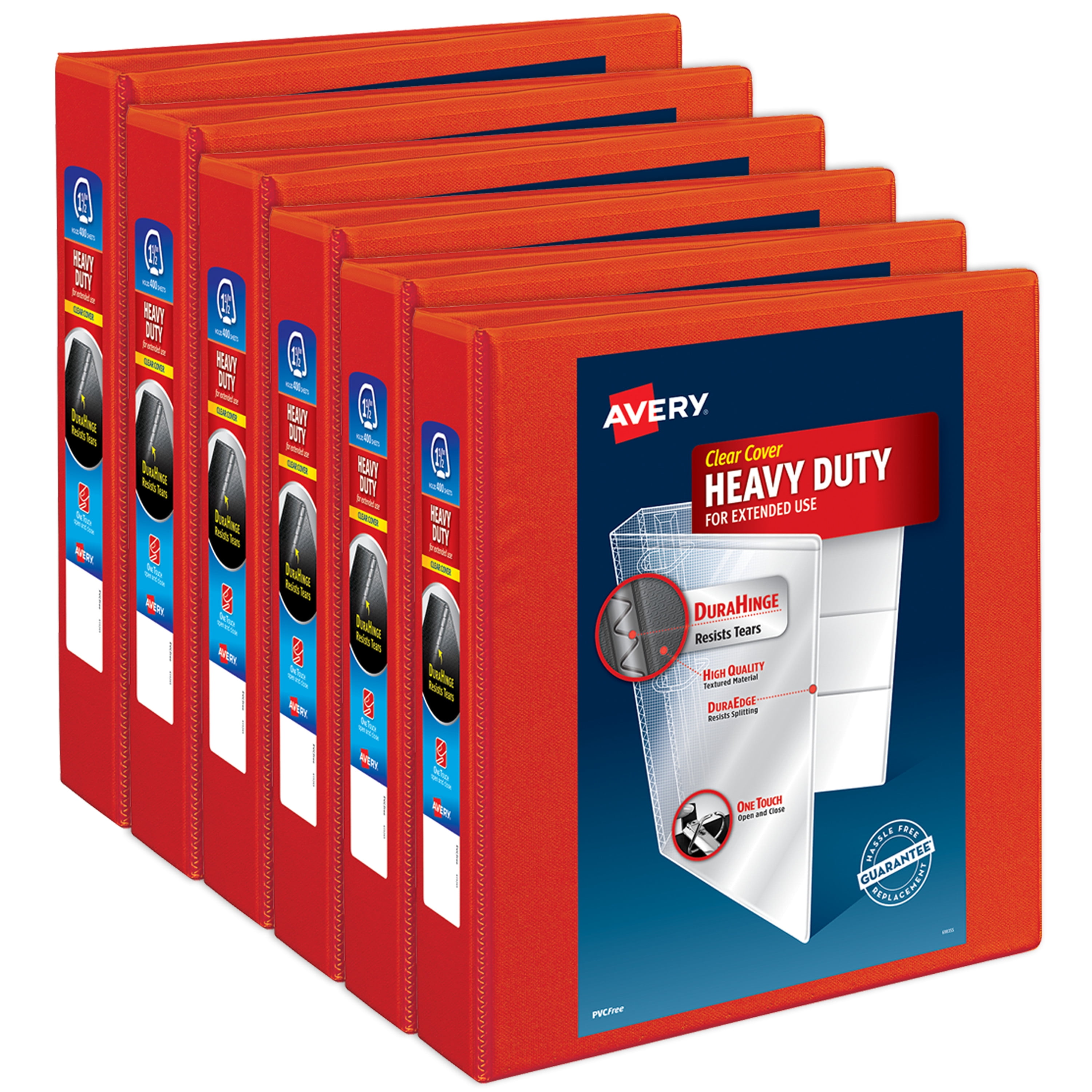 Avery Heavy-Duty View Binder, 1.5 inch, 6 Red Binders (79171) - Walmart.com