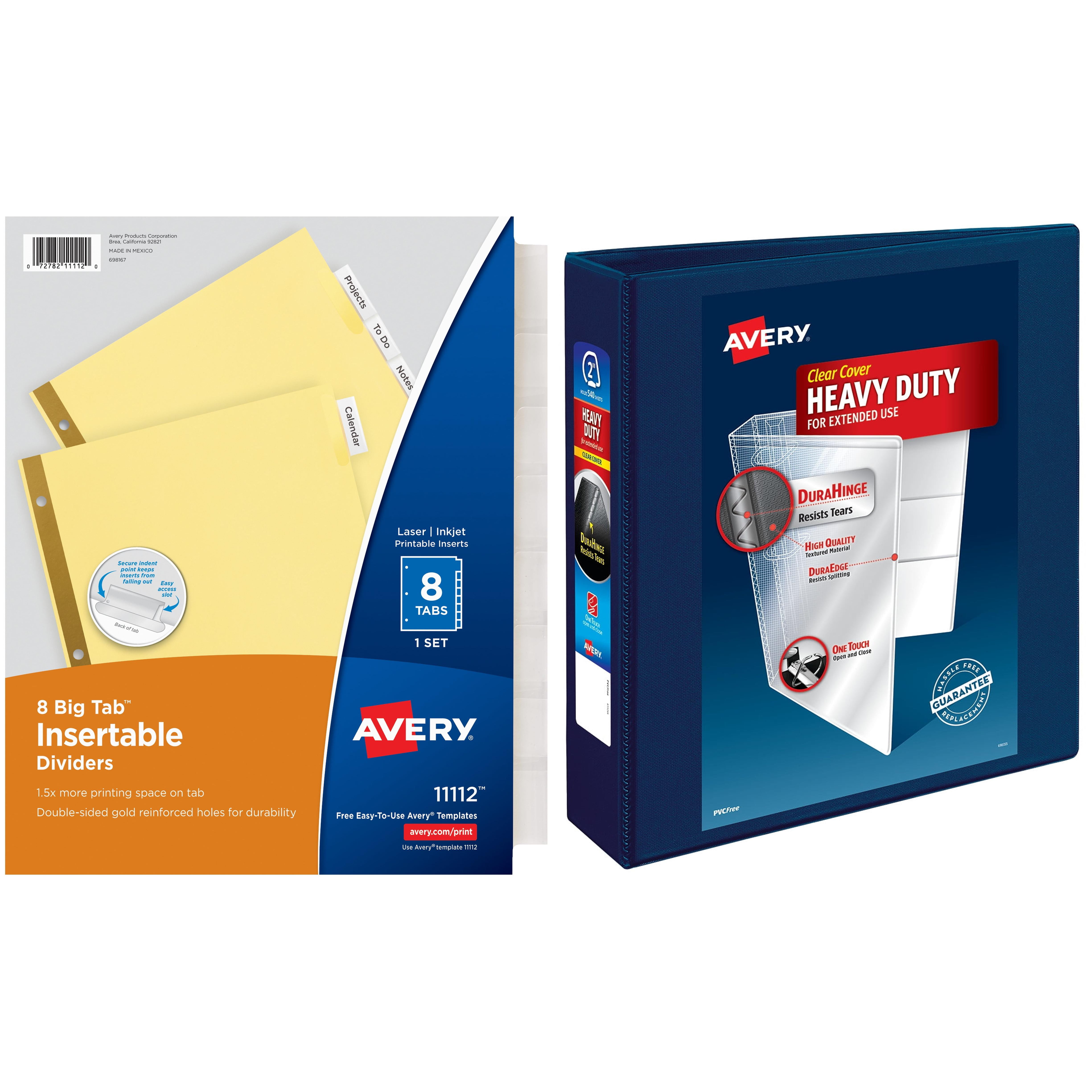 Avery Heavy-Duty View Binder with 2" One Touch EZD Ring 79802, Navy ...