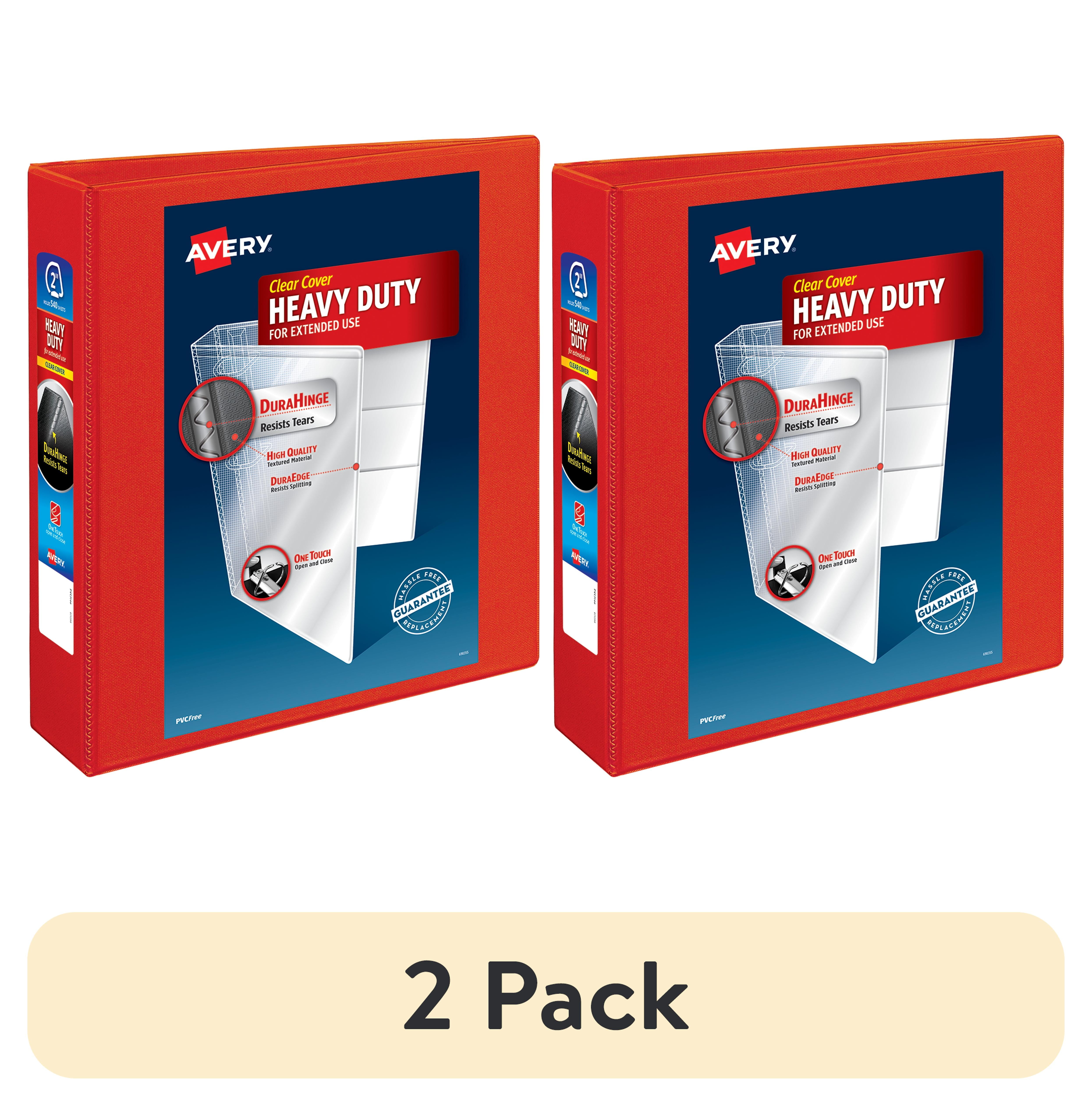 (2 pack) Avery Heavy Duty View Binder, 2", Red, Slant Ring, One-Touch ...