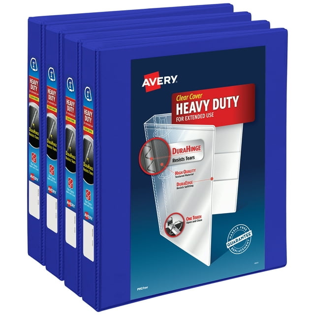 Avery Heavy Duty View Binders, 1" Rings, 4 Blue Binders (17254 ...