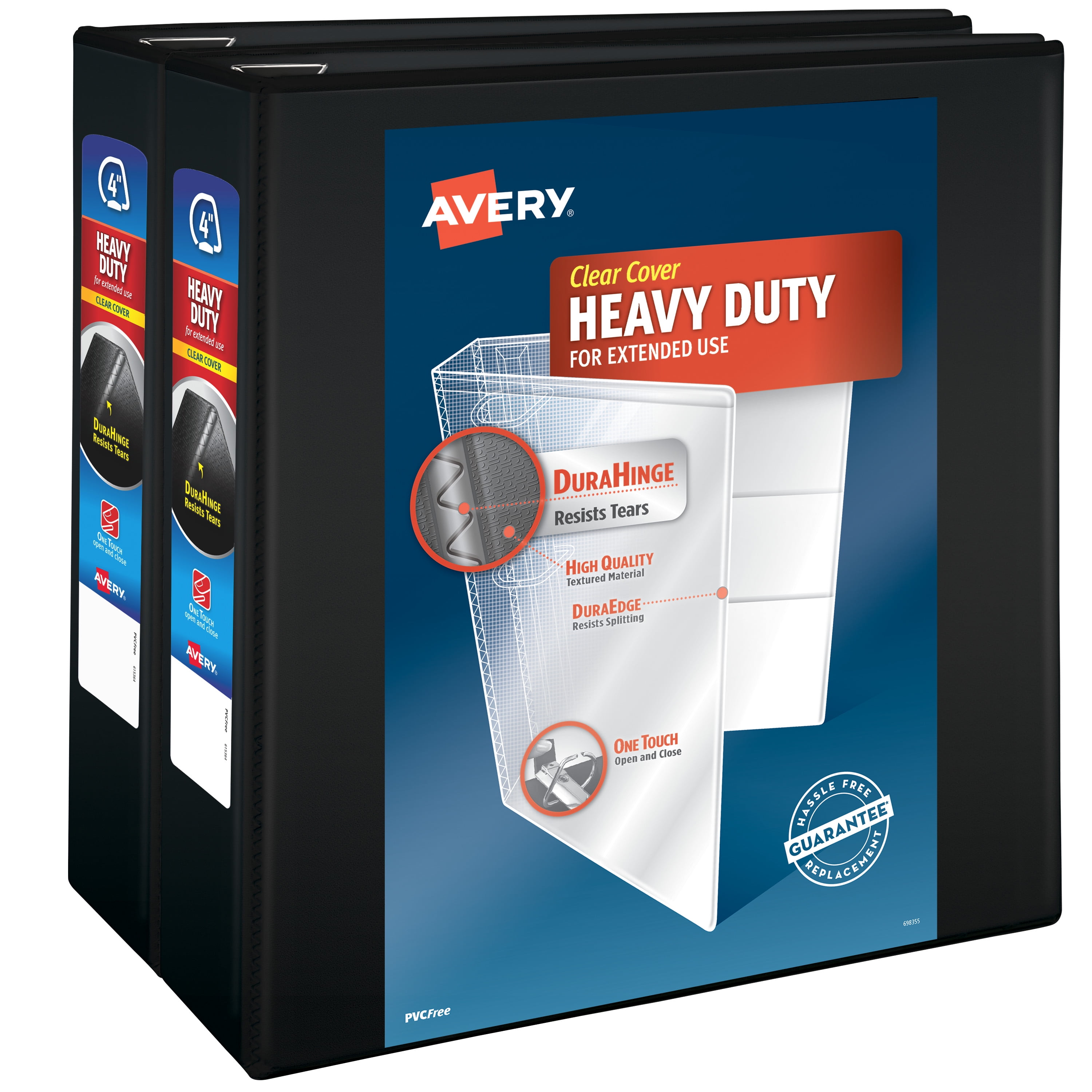Avery Heavy-Duty View Binders, 4" One Touch Slant Rings, 2 Black ...