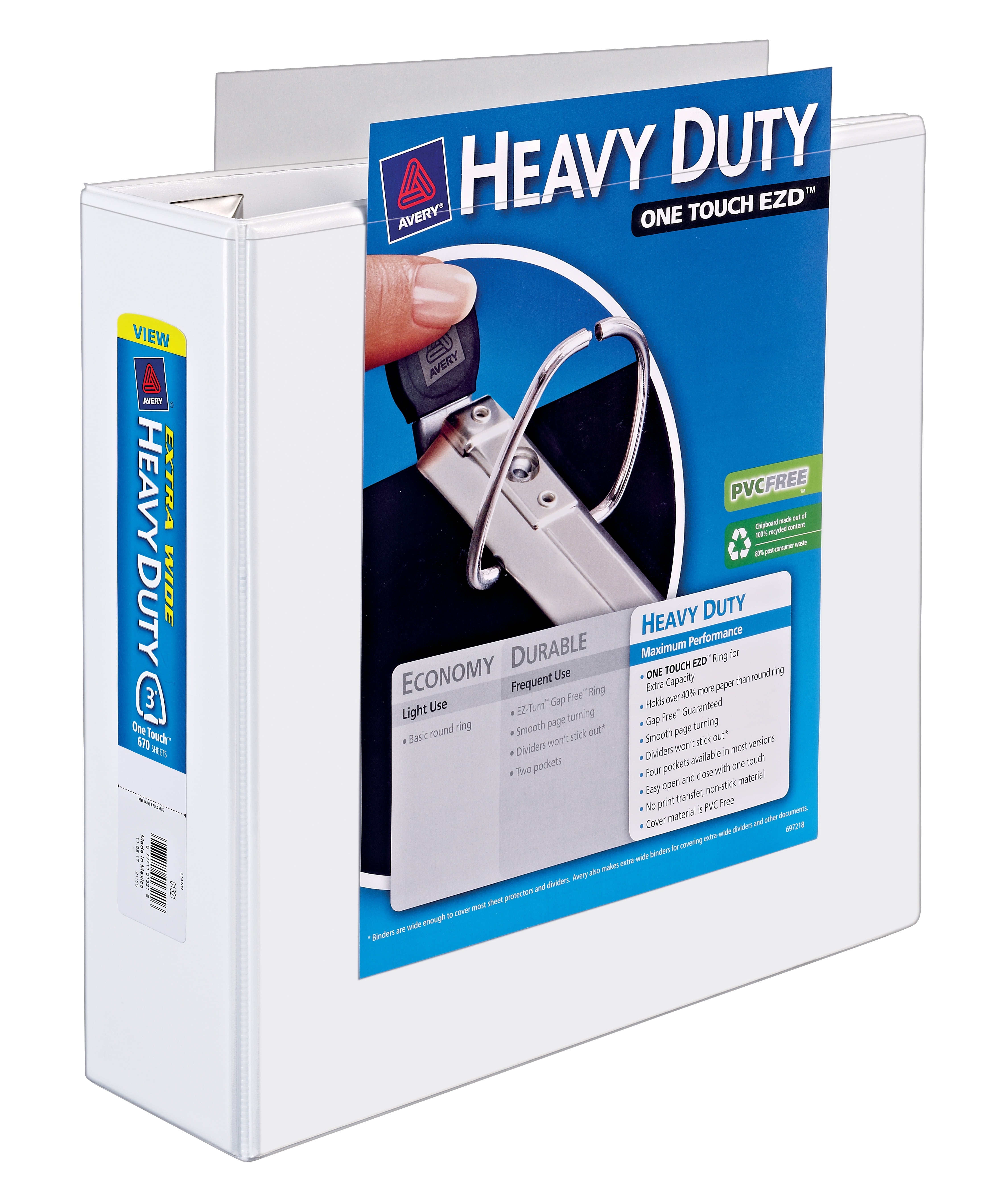 Avery White Heavy-Duty View Extra Wide Binder with 3" EZD Rings and ...