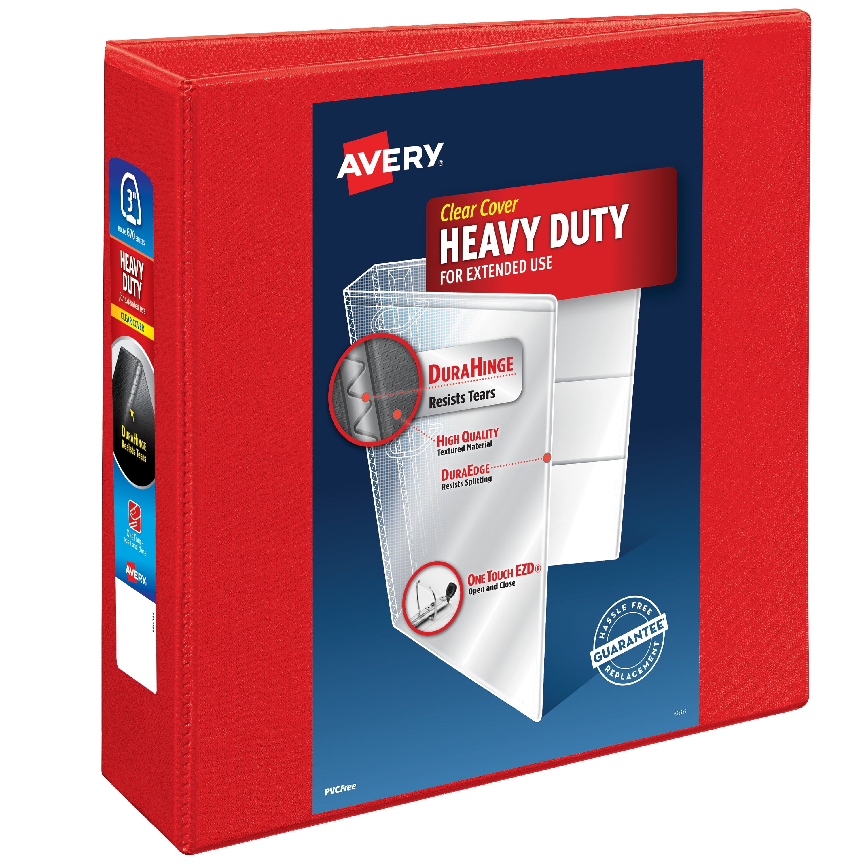 "AVERY Heavy-Duty Red 3"" Binder (79325) Suitable for Long-Term Storage ...
