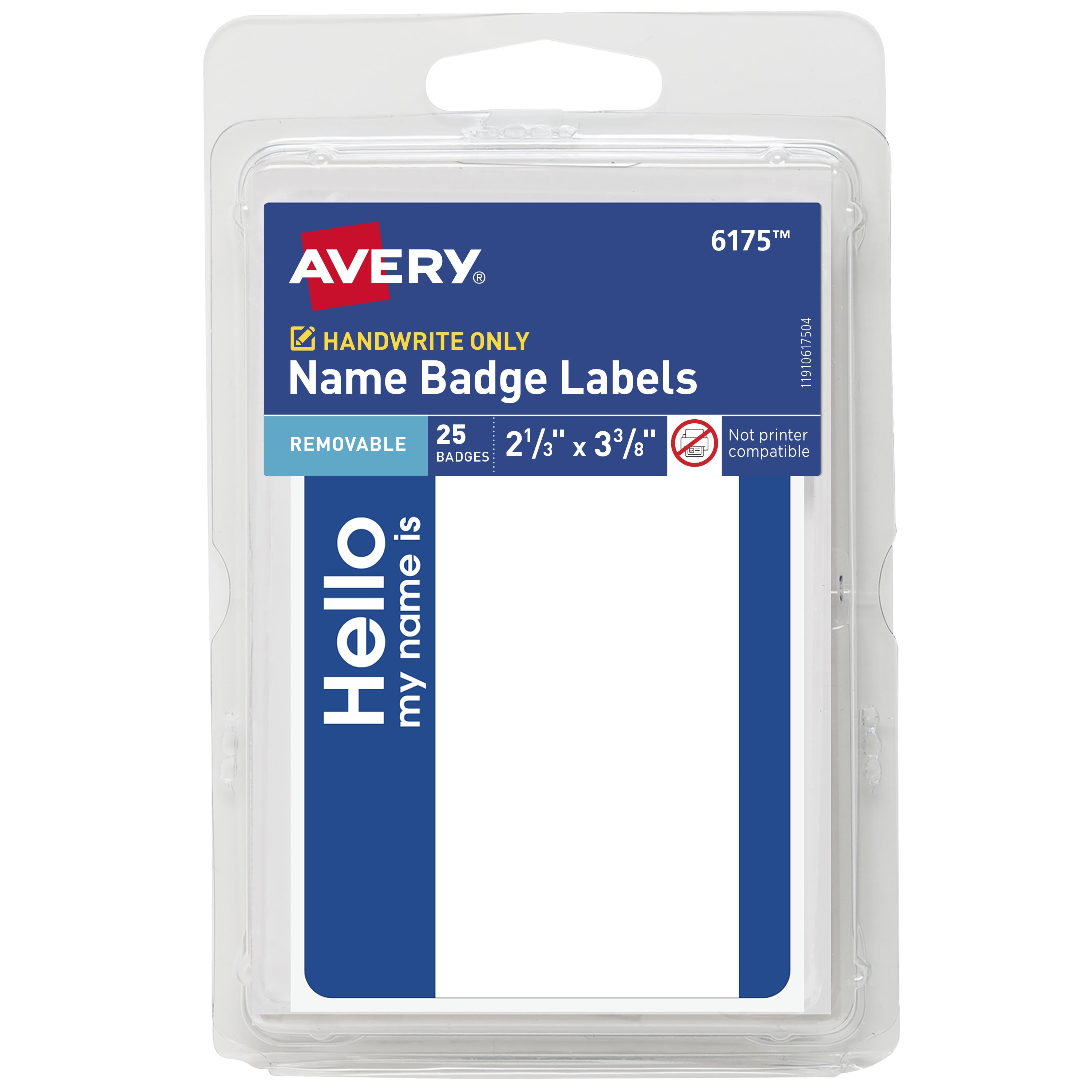 Avery, Hello My Name Is Tags, 2-1/3" x 3-3/8", Blue Border, 25 ...