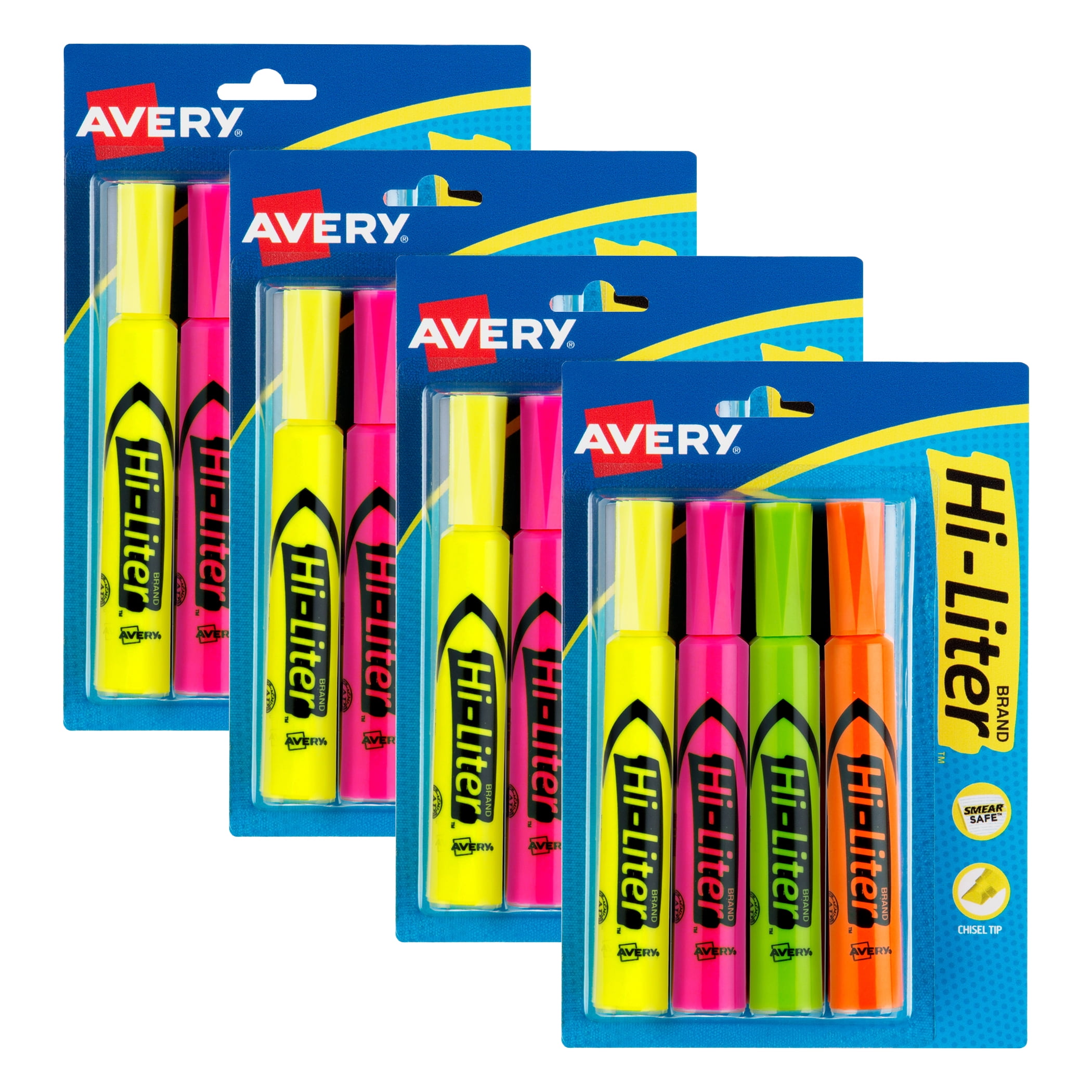 Avery Hi-Liter Desk-Style Highlighters, Assorted Colors, Smear Safe ...