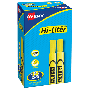 Avery Hi-Liter Desk-Style Highlighters, SmearSafe, Chisel Tip, 1 ...