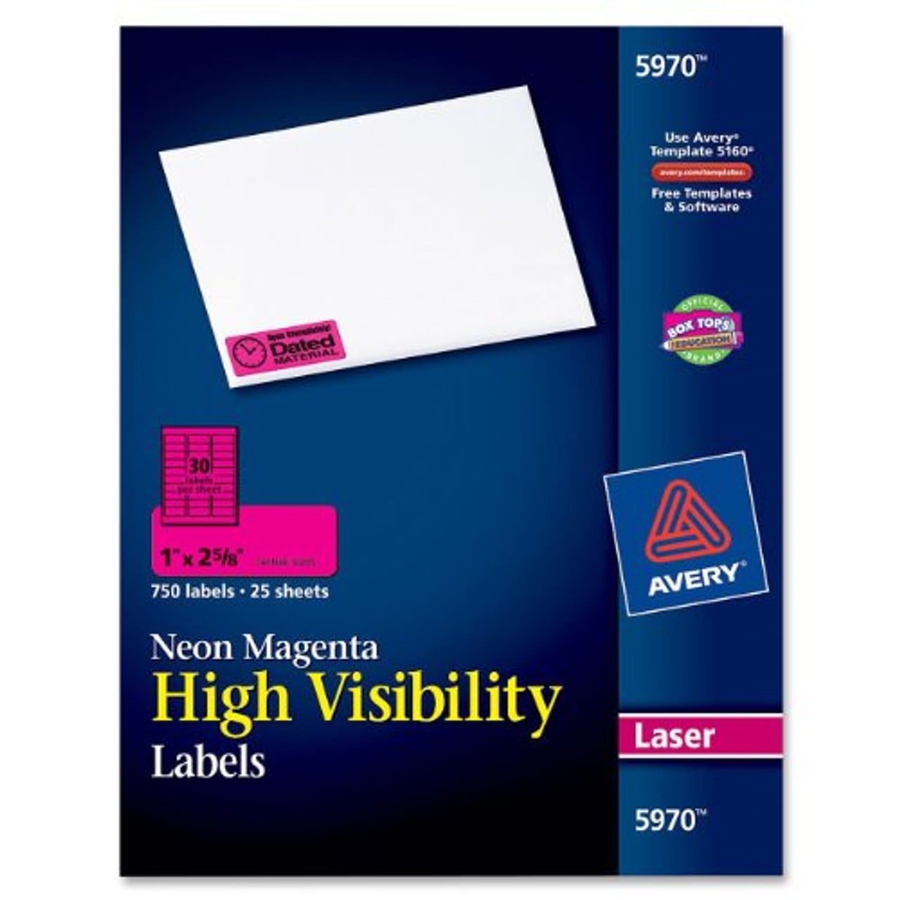 Avery High Visibility Labels - 1" Width X 2.62" Length - 750 / Pack ...