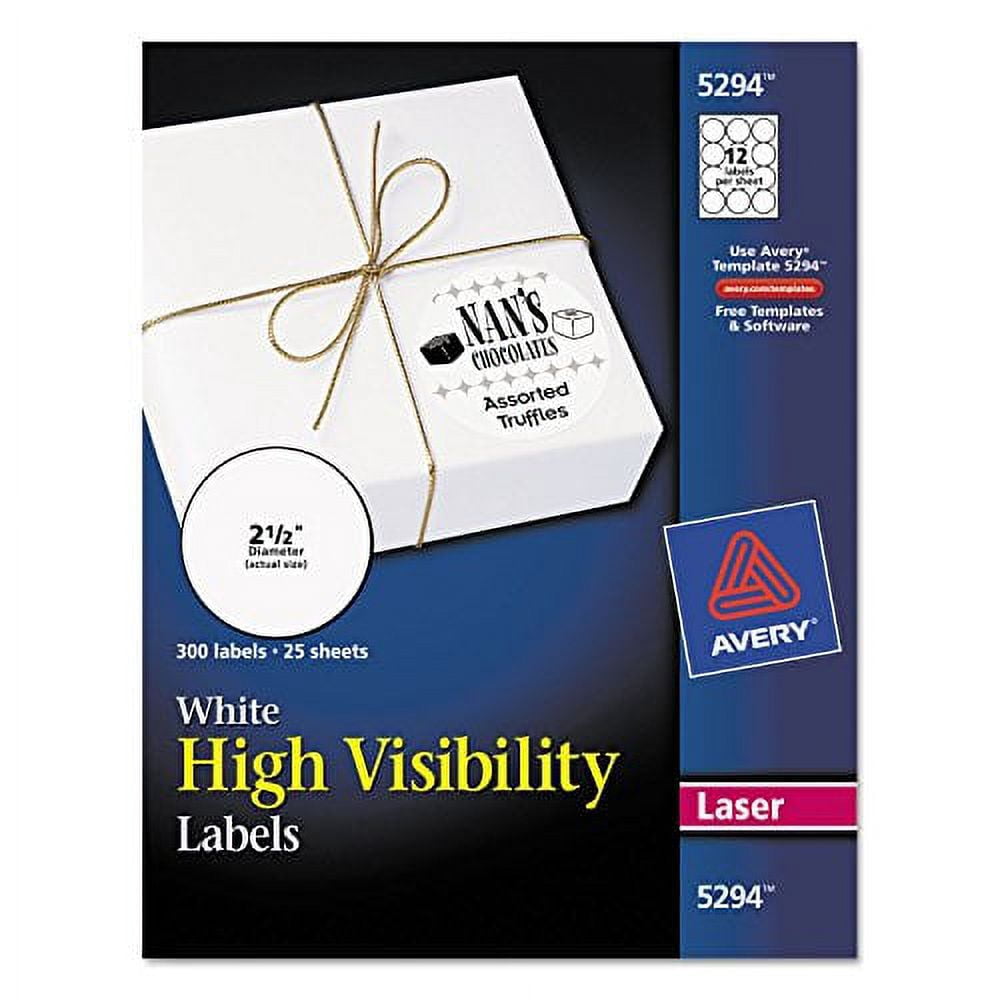 Avery High Visibility Printable Round Labels with Sure Feed, 2.5 ...