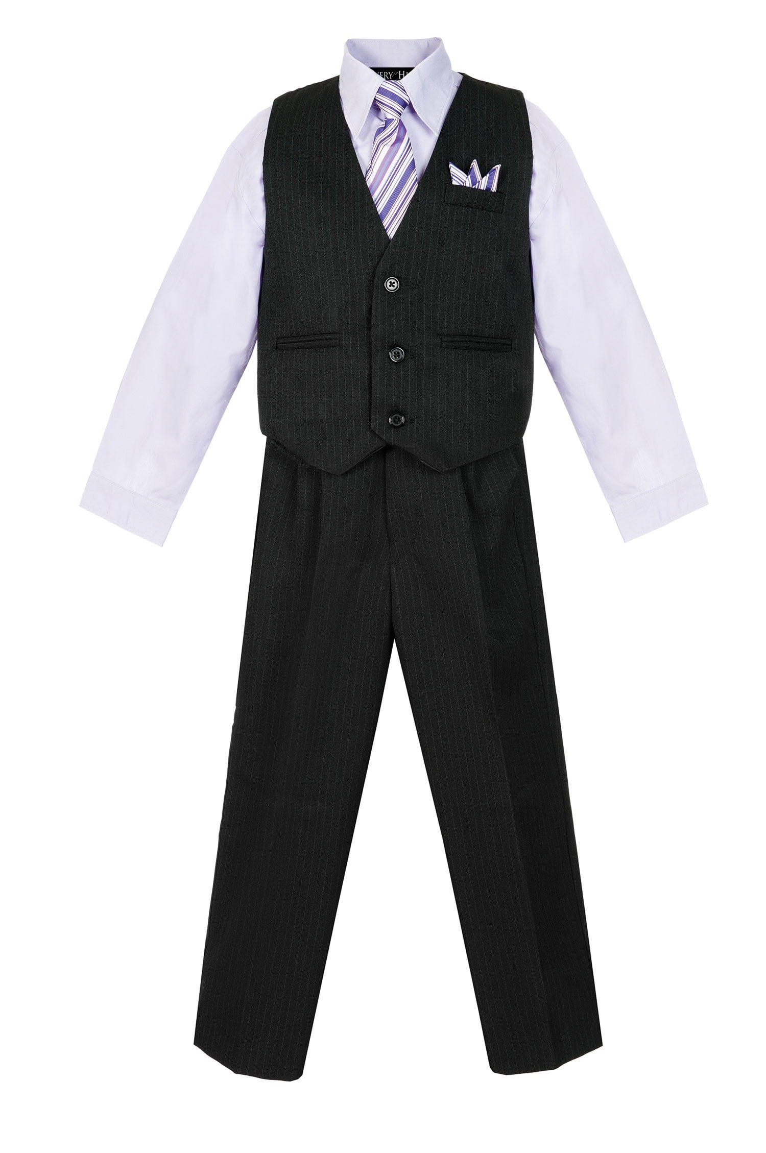 Avery Hill Boys' 4 Piece Pinstripe Vest Set (Toddler, Little Boys, Big ...