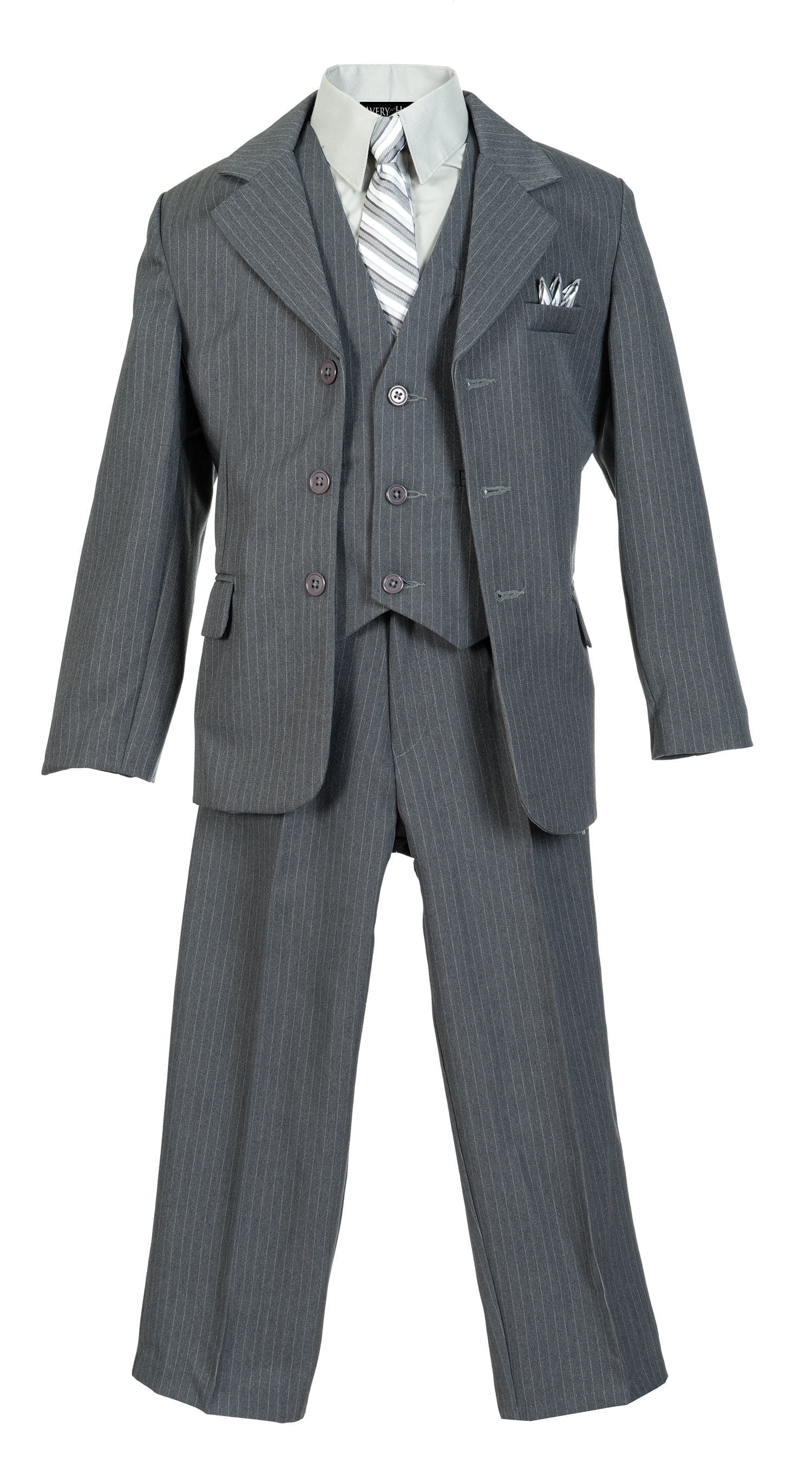 Avery Hill Boys Pinstripe Suit Set with Tie - Jacket, Vest, Pants ...