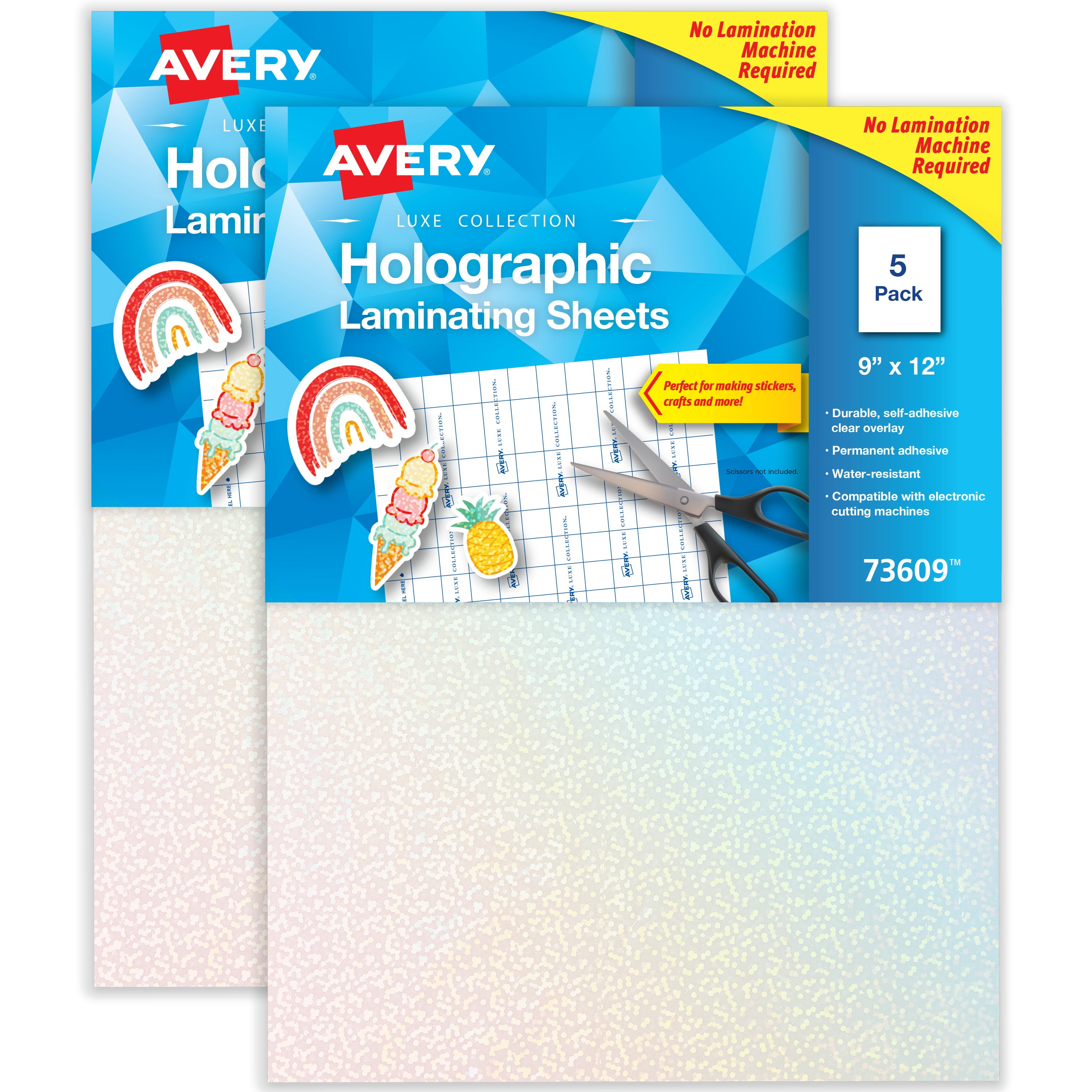 Avery Holographic Laminating Sheets, 10ct (2-Pack of 73609) - Walmart.com