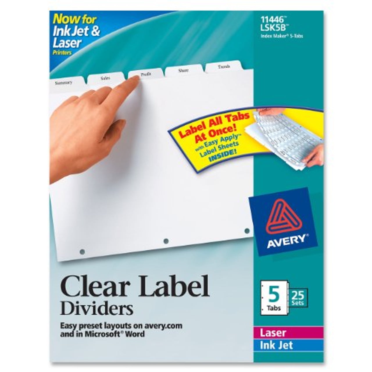 Avery Index Maker Clear Label Divider - Blank - 8.50" X 11" - 125 / Box ...