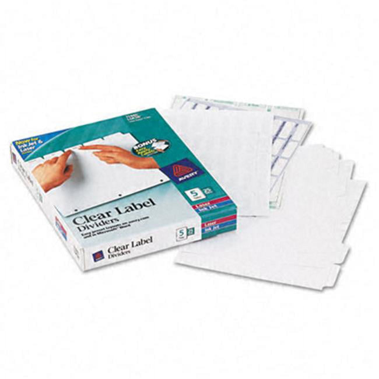 Avery Index Maker Clear Label Punched Dividers Five-Tab Letter White 25 ...