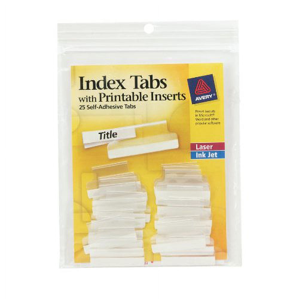 Avery Index Tabs with Printable Inserts, 1-Inch, 25 Tabs (16221), Clear ...