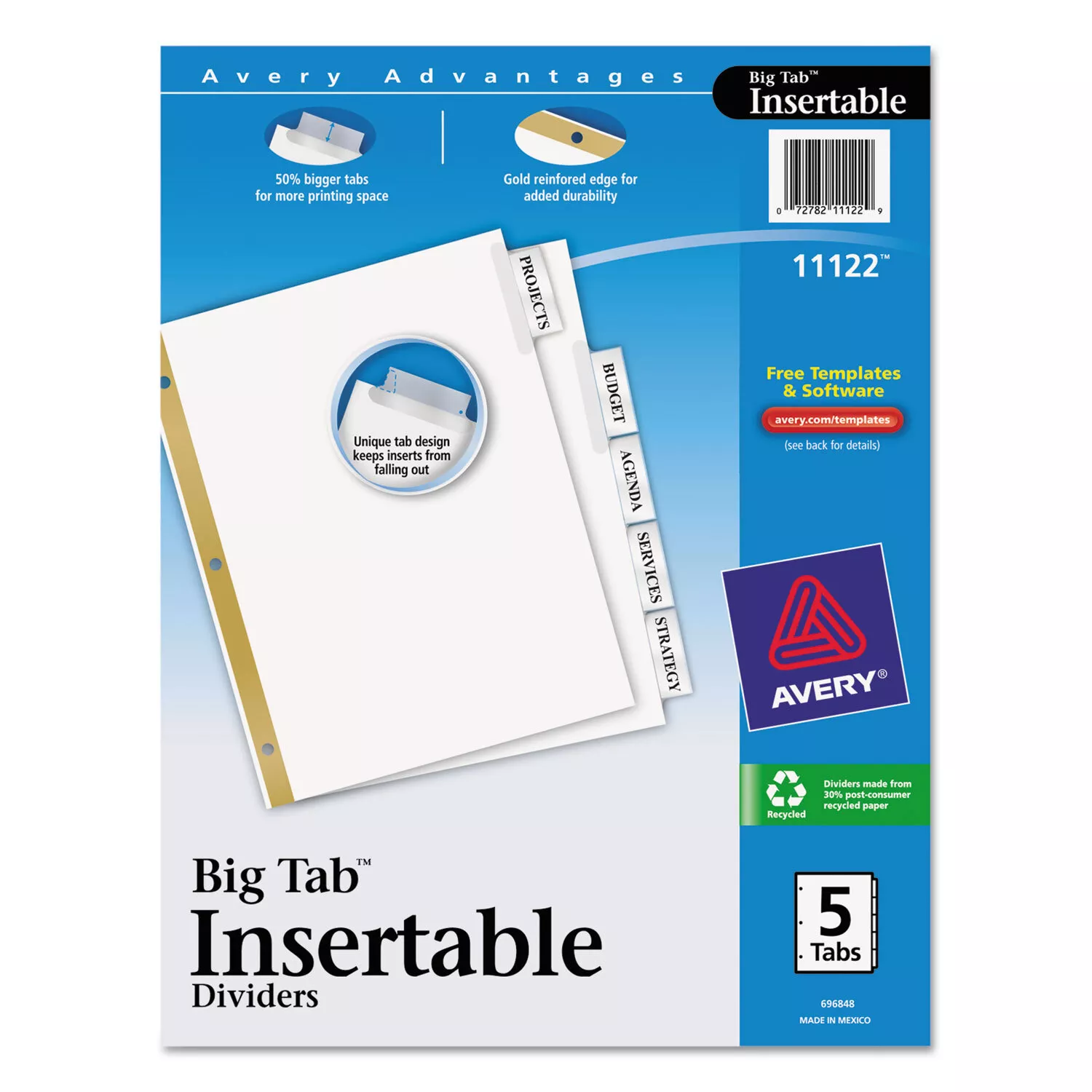 Avery Insertable Big Tab Dividers 5-Tab Letter 11122 - Walmart.com