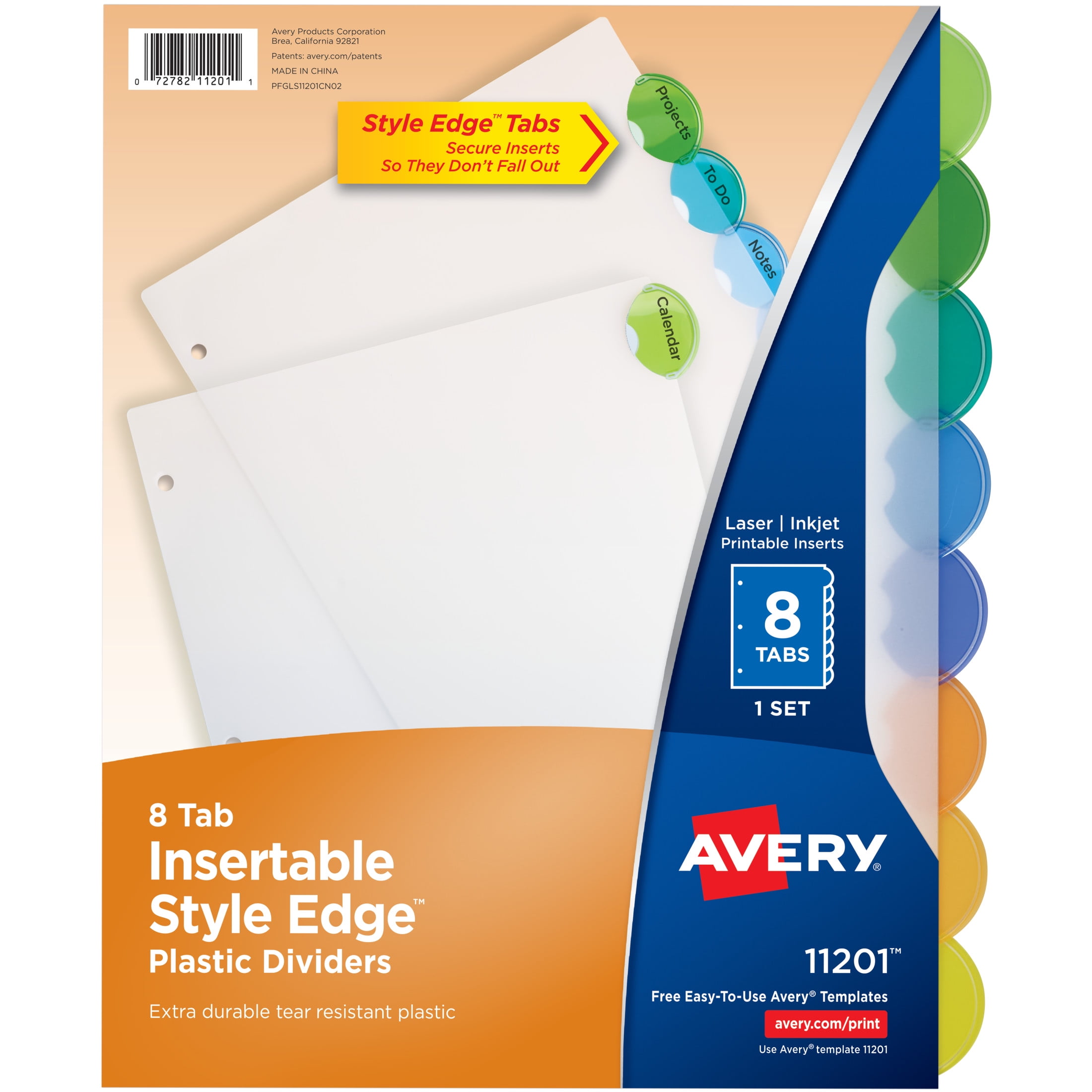 Avery Insertable Divider, Style Edge, 8-Tab, Plastic, Printable Inserts ...
