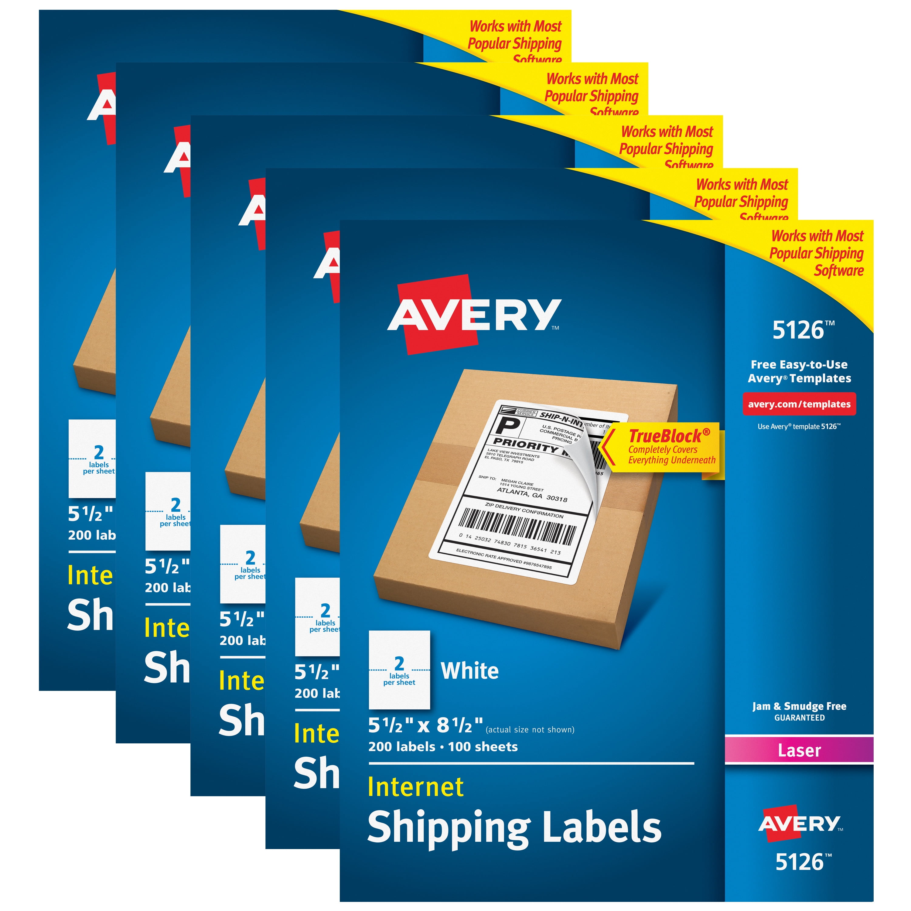 Avery Internet Shipping Labels, TrueBlock Technology, Permanent Labels ...