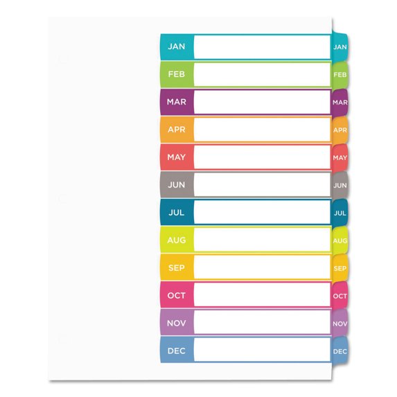Avery Jan-Dec Customizable Table of Contents Dividers, 12-Tab Set ...