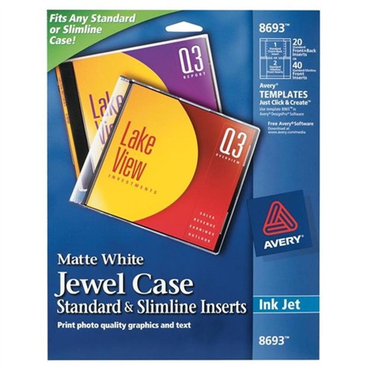 Avery Jewel Case Insert - Matte - 40 / Pack - White (8693) - Walmart.com