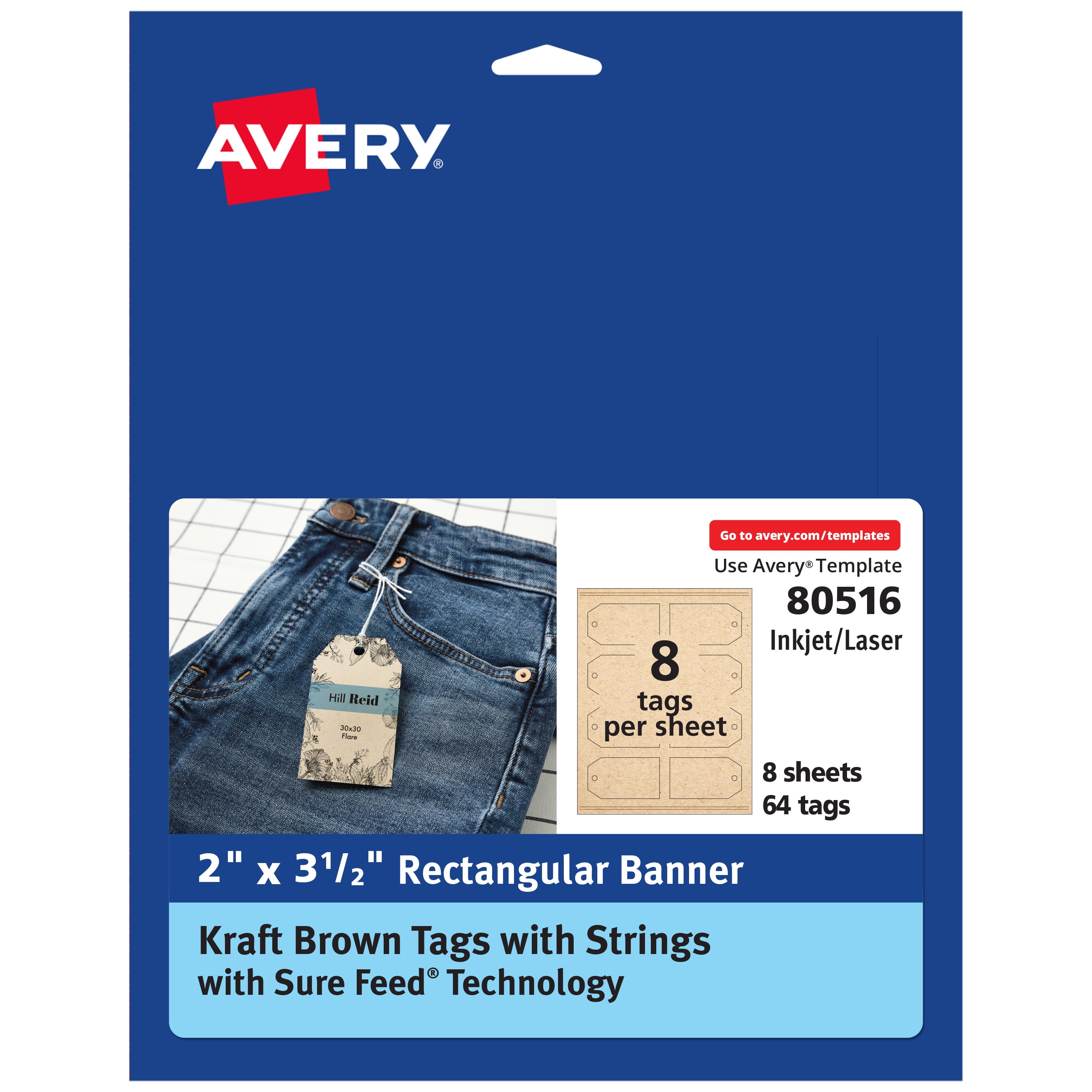 Avery Kraft Brown Banner Tags, 2" x 3.5", 64 Total (80516) - Walmart.com