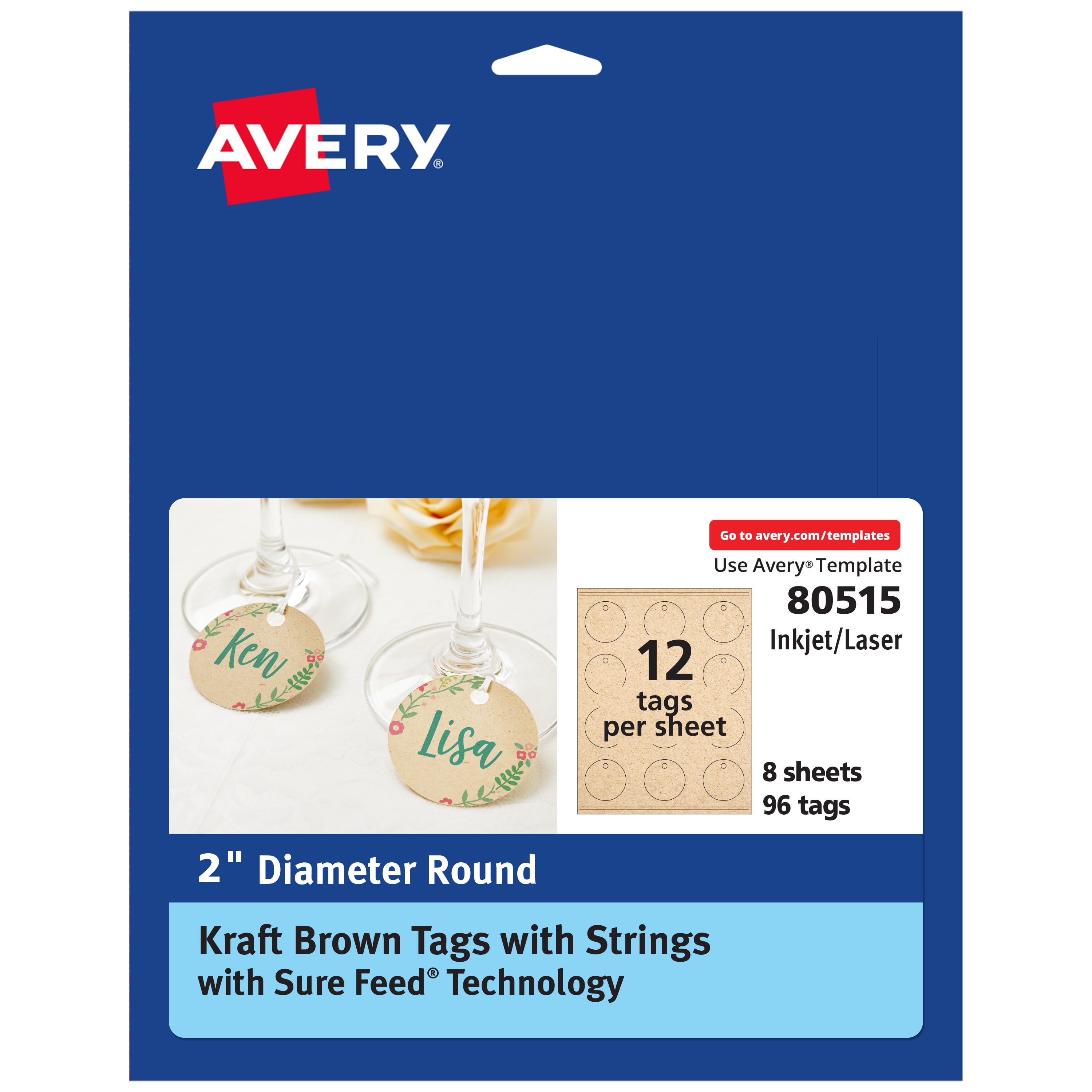 Avery Kraft Brown Round Tags, 2" Diameter, 96 Total (80515) - Walmart.com