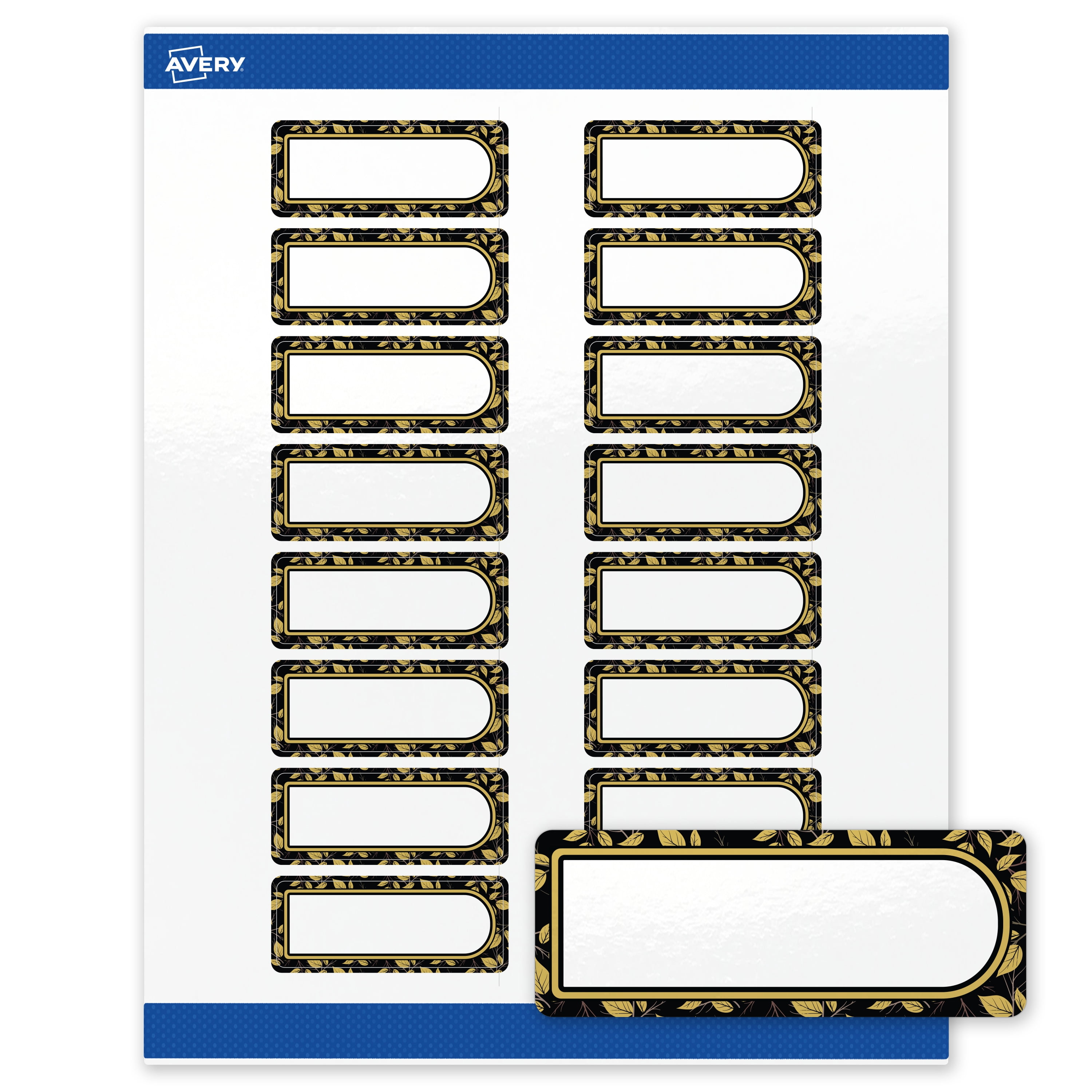 Avery Labels, 1" x 2-5/8", Arch with Gold Leaves Design, Glossy ...