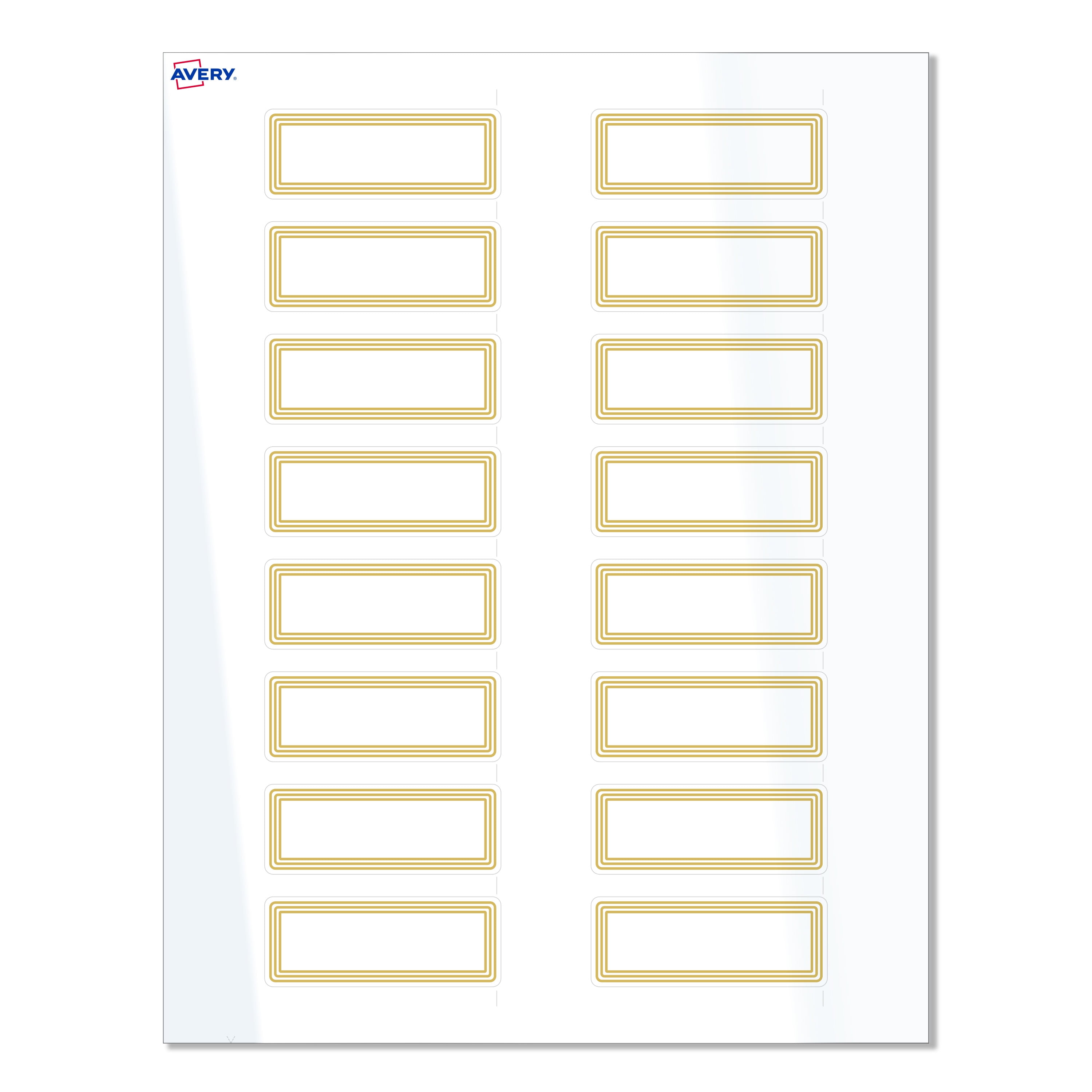 Avery Labels, 1" x 2-5/8", Glossy White, Multi-Lined Gold Border, 160ct ...