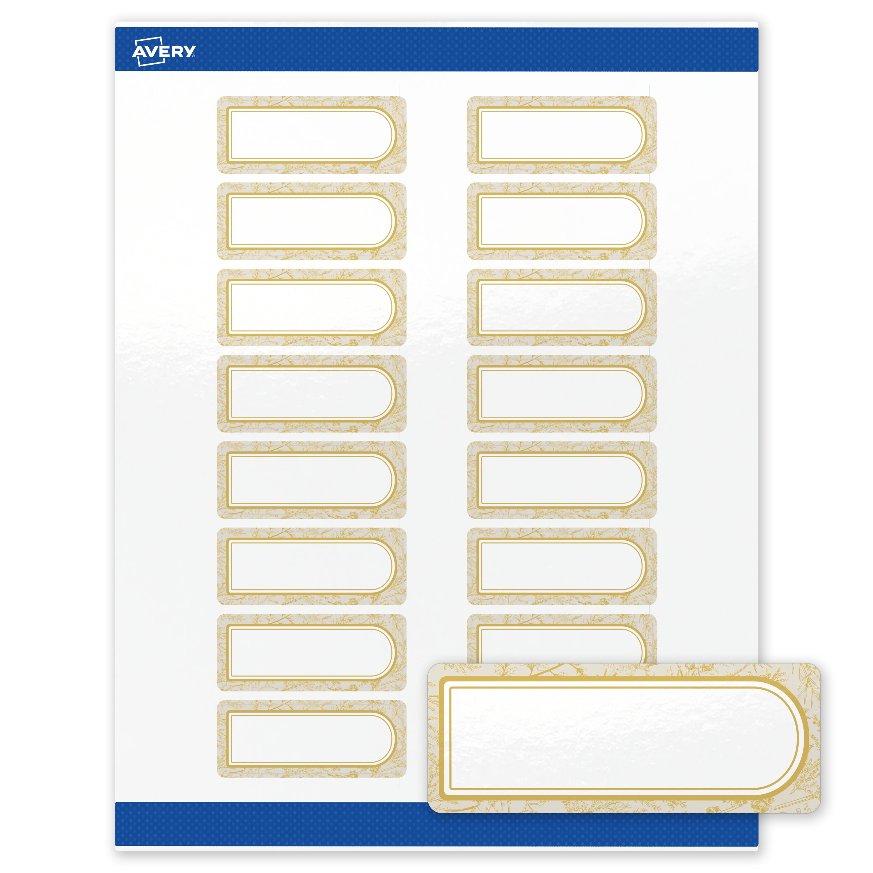 Avery Labels, 1" x 2-5/8", Gold Arch Florals Design, Glossy - Walmart.com