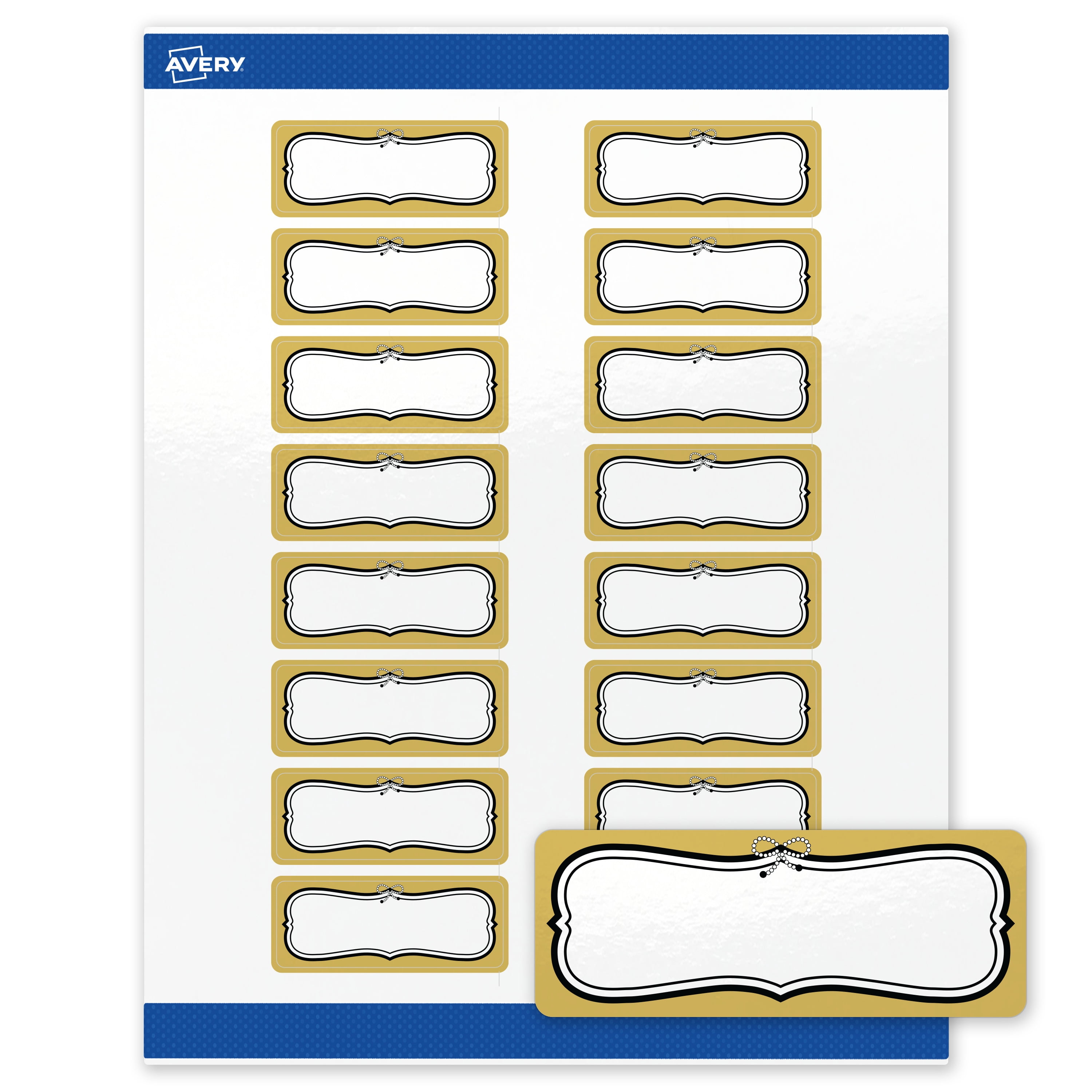 Avery Labels, 1" x 2-5/8", Gold with Black Bow Design, Glossy - Walmart.com