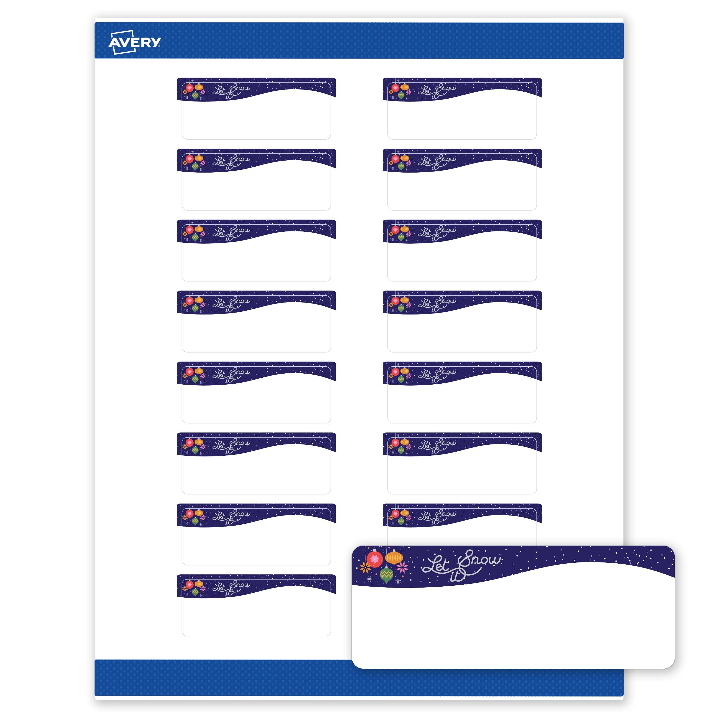 Avery Labels, 1" x 2-5/8", Matte White, Let It Snow - Walmart.com