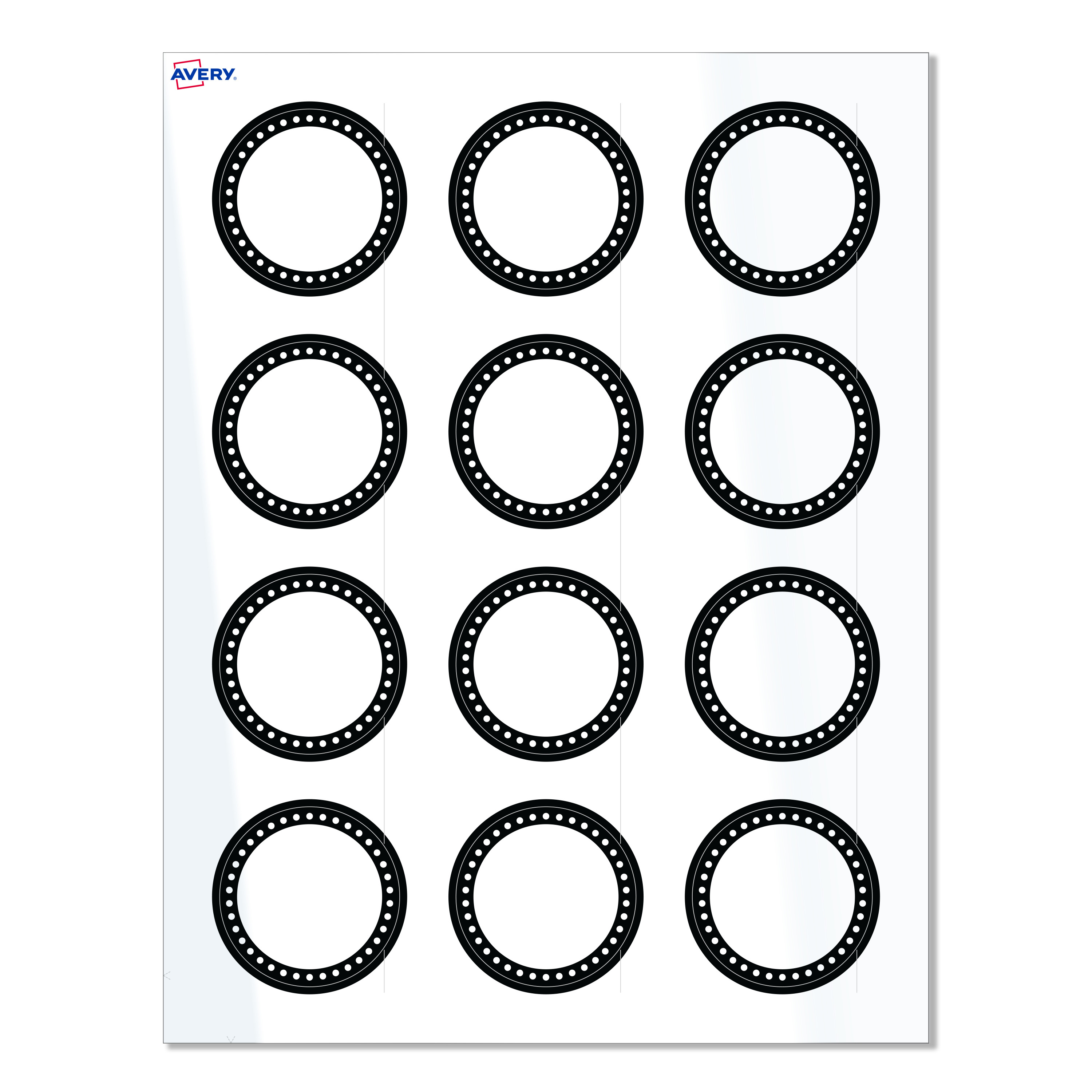 Avery Labels, 2" Diameter, Glossy White, Black & White Polka Dots ...