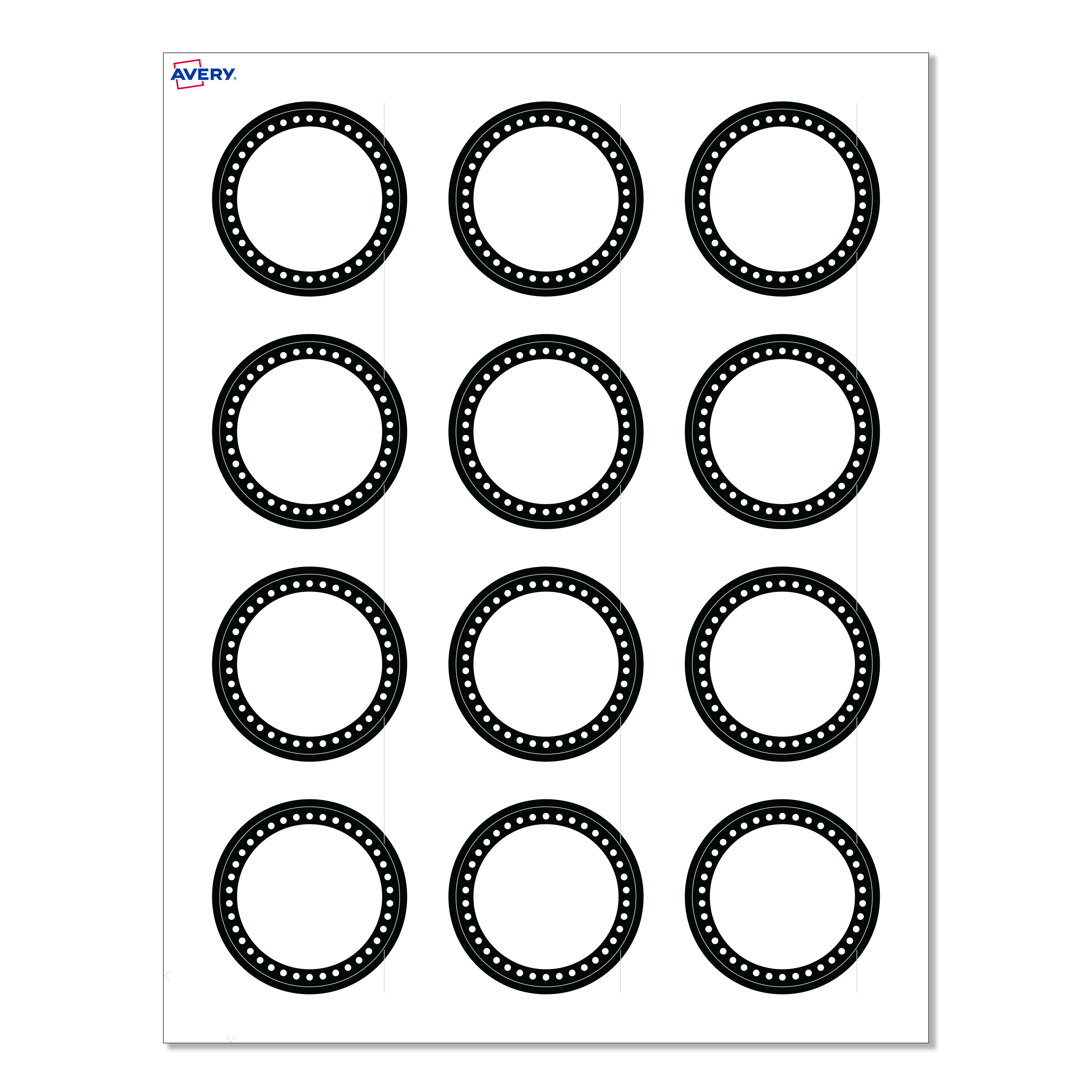 Avery Labels, 2" Diameter, Matte White, Black & White Polka Dots, 120ct - Walmart.com