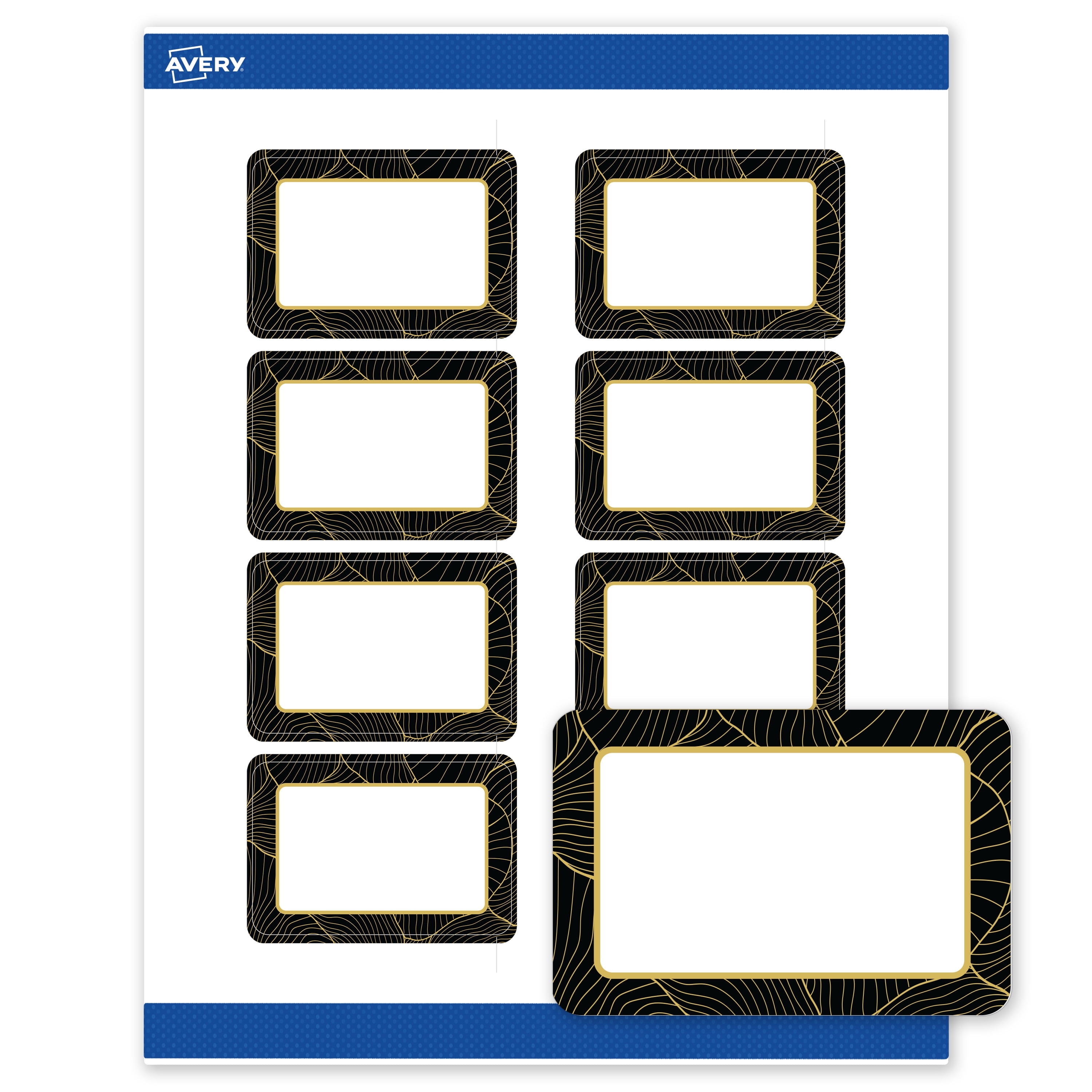 Avery Labels, 2" x 3", Matte White, Black Border/Gold Veins - Walmart.com